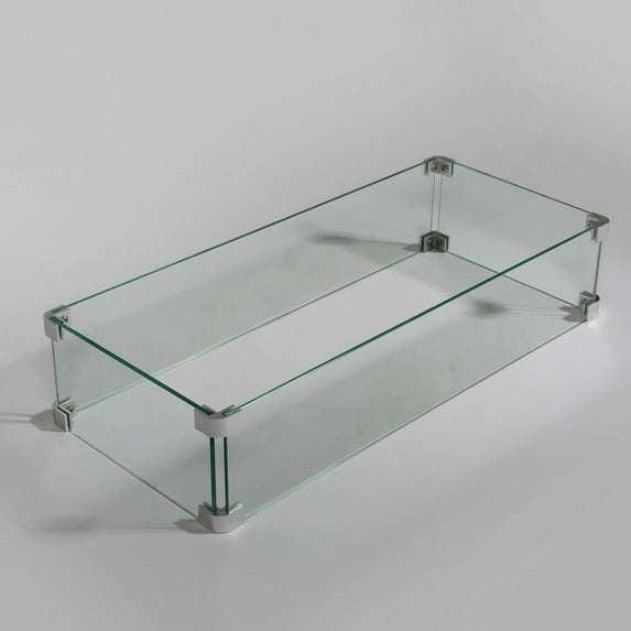 , Rectangular Fire Pit Wind Guard, Clear ,Glass , Rectangular Fire Pit ...