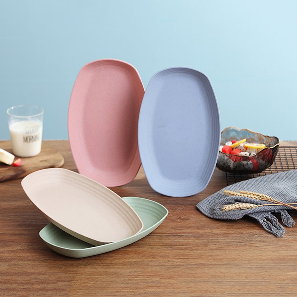 Rectangular Fish Platter Wheat Straw Shatter-resistant Dinner Plate ...