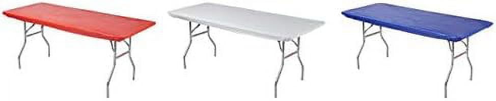 Rectangular Fitted Plastic Table Covers, 6' X 30" (6 Feet), Red, White ...