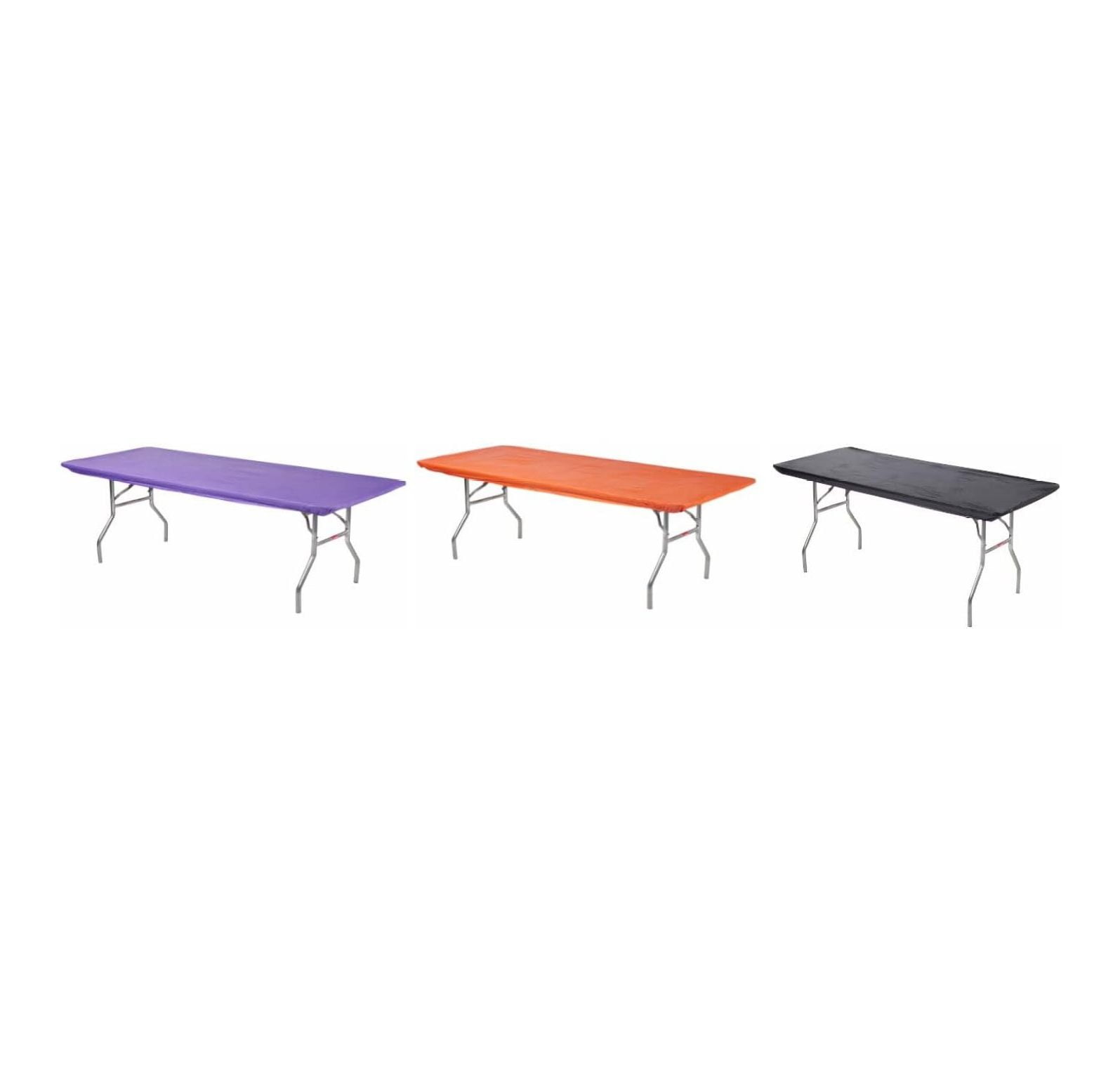 Rectangular Fitted Plastic Table Covers, Bundle of 3 (, Black, Orange ...