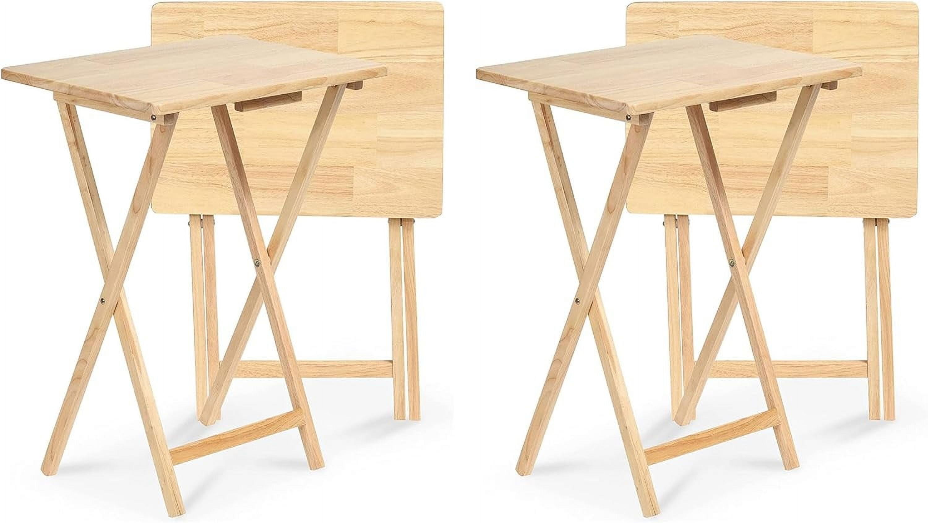 Rectangular Folding Portable TV Snack Serving Tray Table, Solid Wood ...