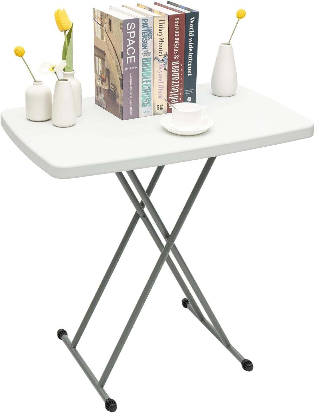 Rectangular Folding Tray Table with Storage Rack, , 30" x 20" x 29.5 ...