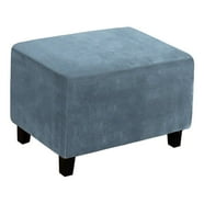 PiccoCasa X-Large Light Gray Stretch Ottoman Slipcover, Rectangle ...