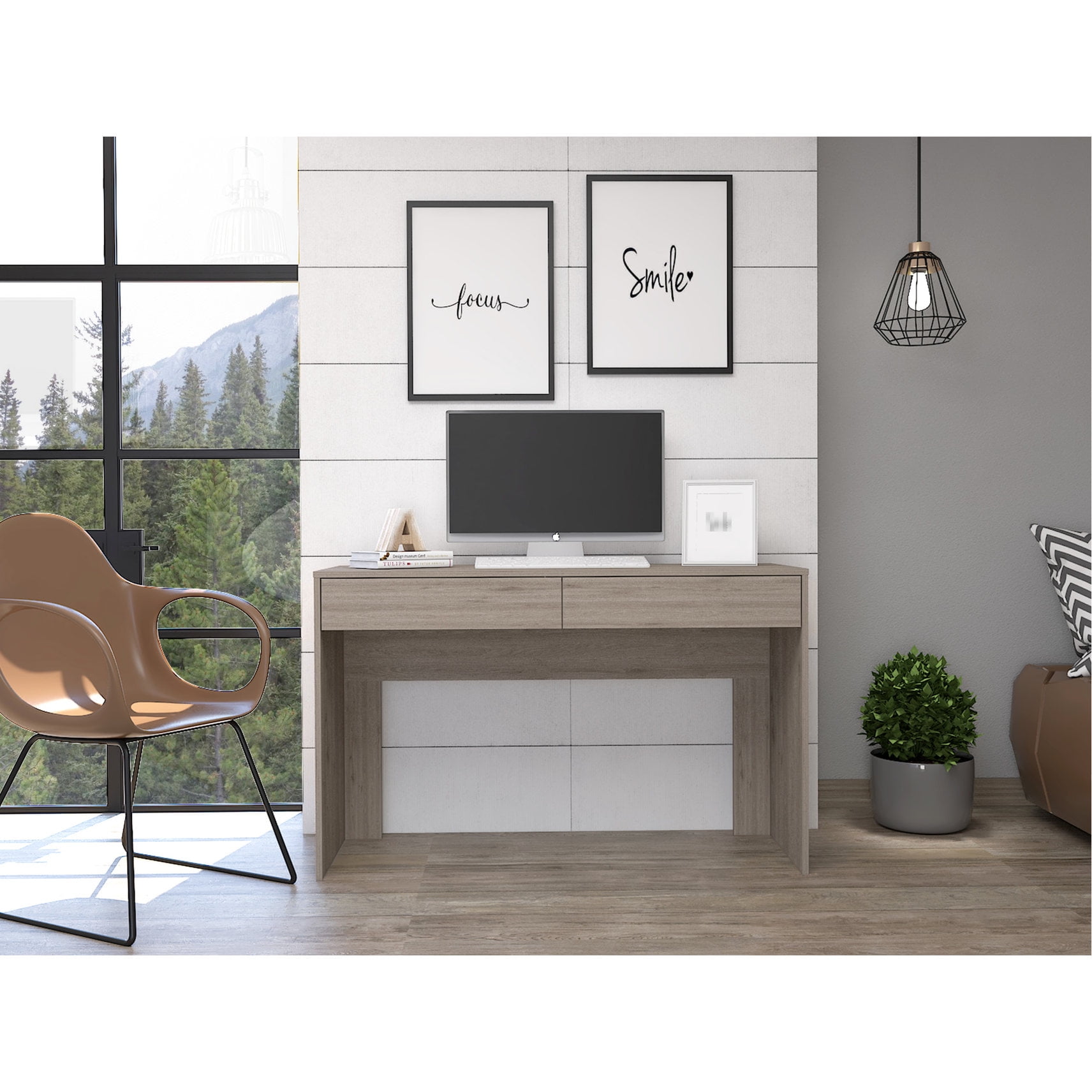 Rectangular Freestanding Computer Desk with Storage Drawers / Tidy ...