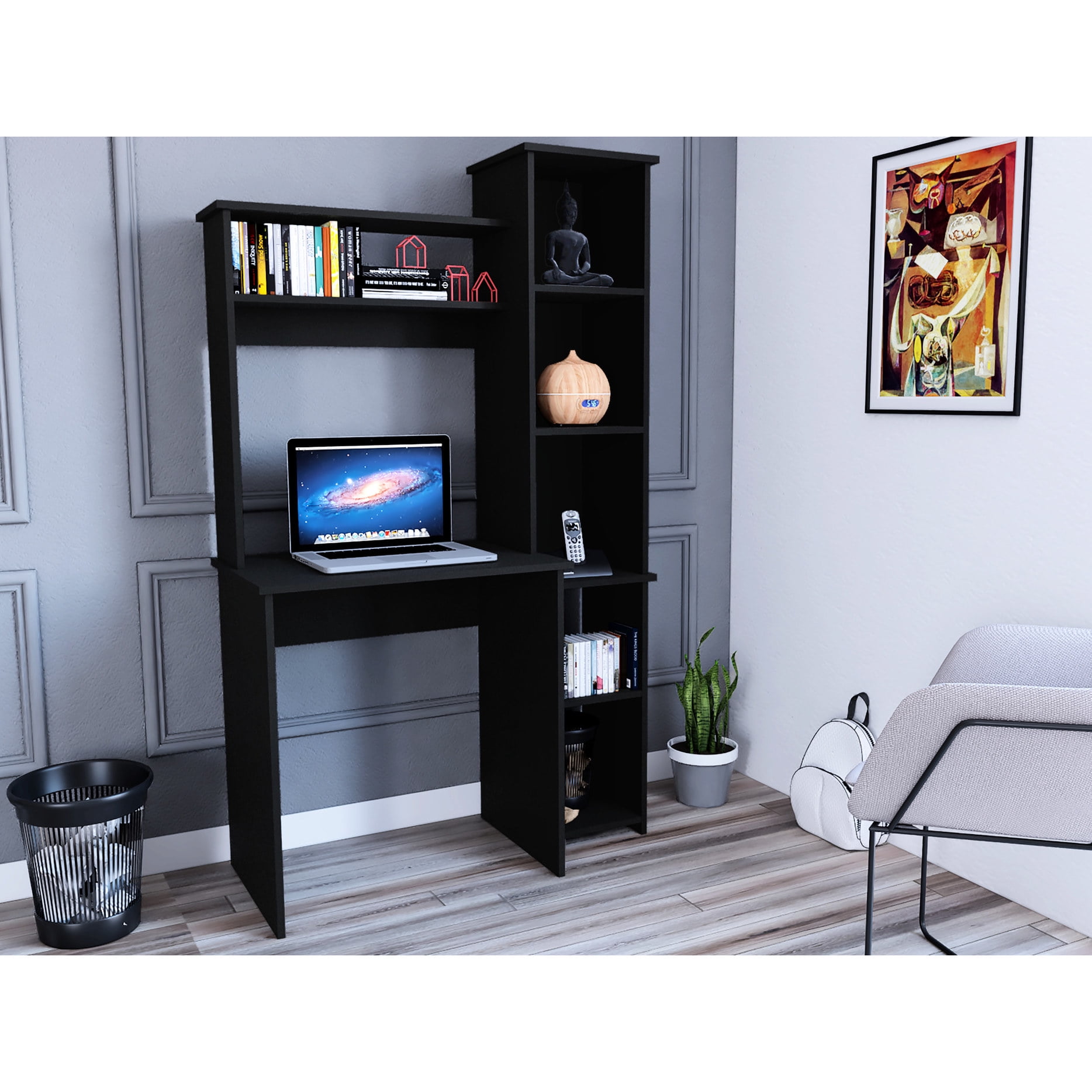 Rectangular Freestanding Desk+Five Shelves for Decor”-“Office Decor ...