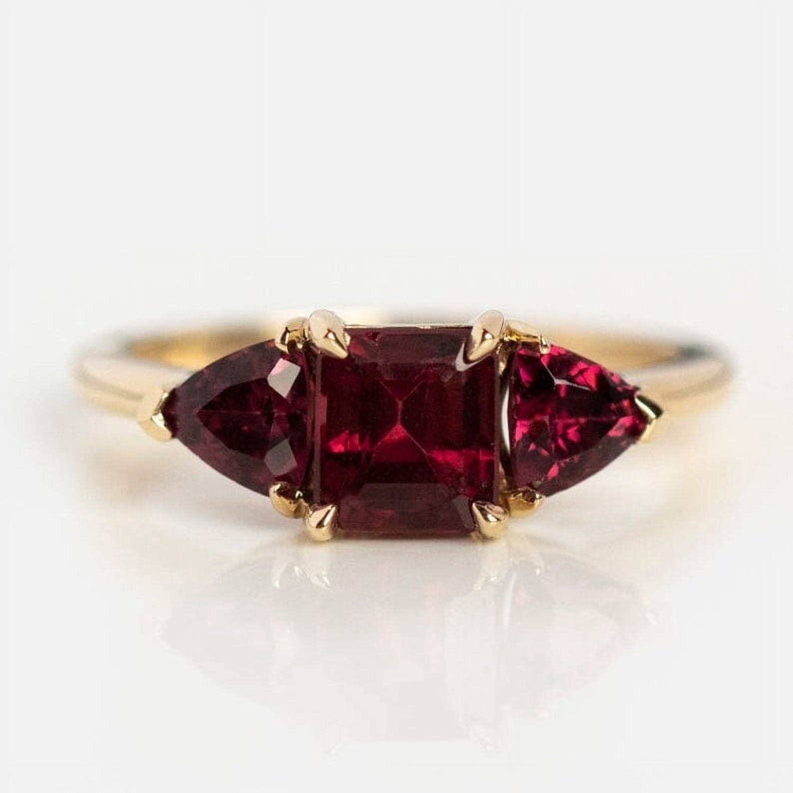 Rectangular Garnet Ring January Gemstone Emerald Cut 14k Gold Filled ...