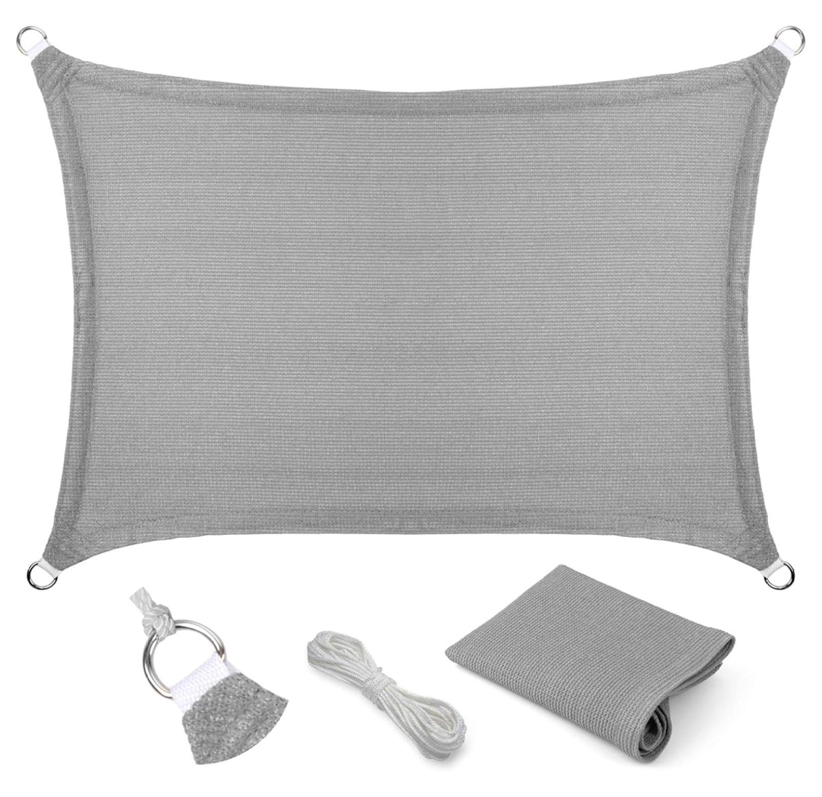 Rectangular Grey 12' X 17' Sun Shade Sail UV-Blocking Outdoor Shade for ...