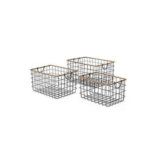 Rectangular Grid Black Wire Baskets with Jute Rim & Fold Down Ear ...