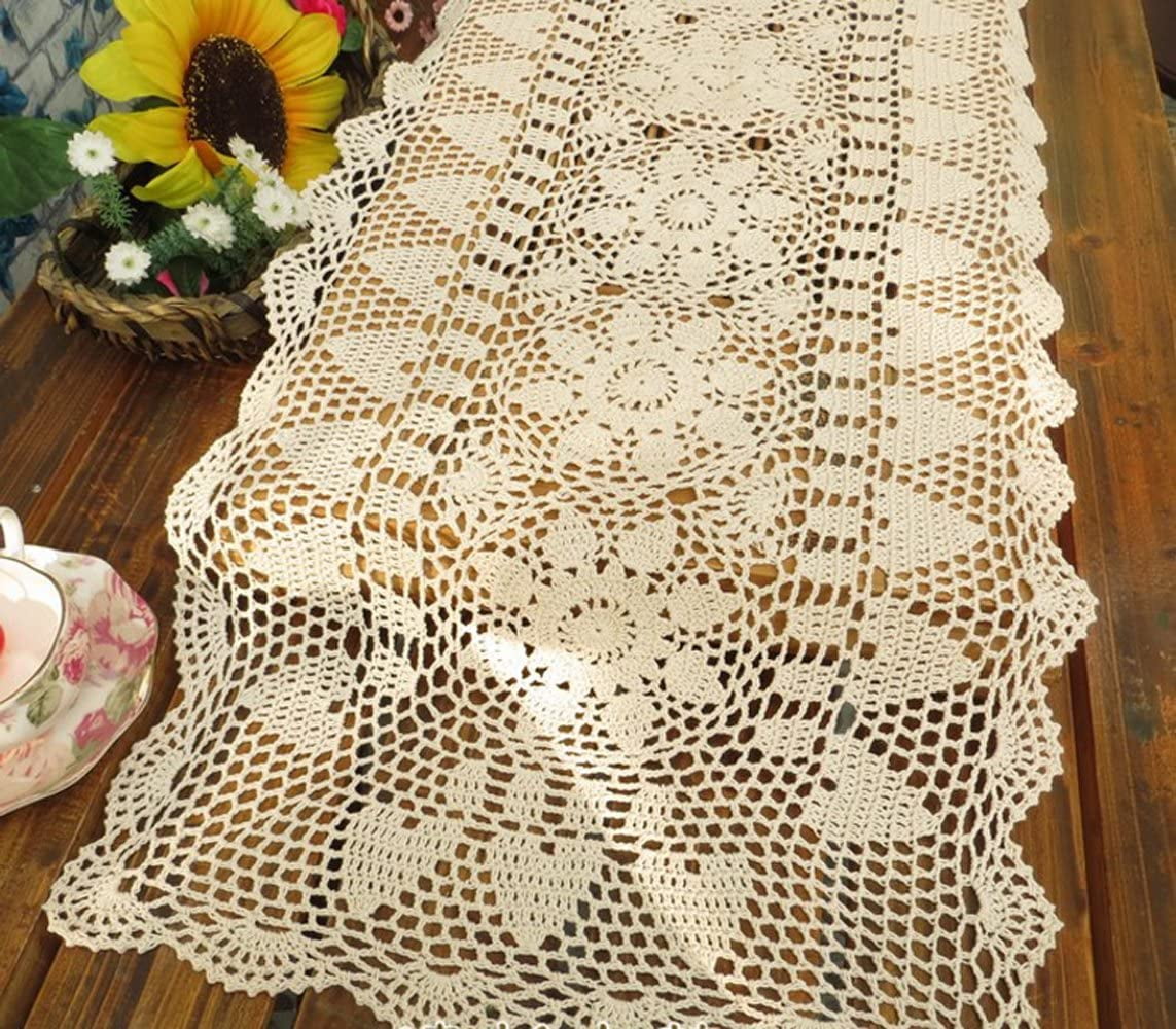 Rectangular Handmade Crochet Lace Table Runner Doilies Cotton Table ...