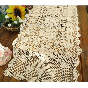 Rectangular Cotton Handmade Crochet Lace Table Runner Doilies Table ...