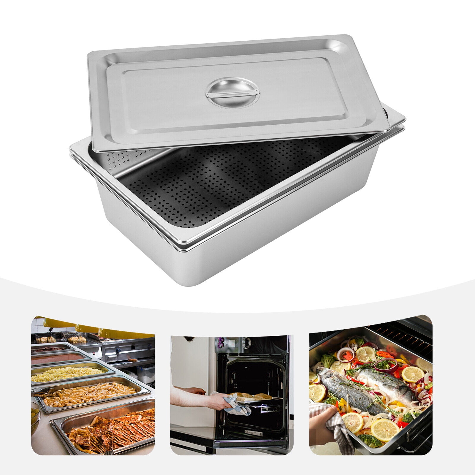 Rectangular Hotel Pan with Lid Set Pan Perforated Steam Pan Steam Table ...