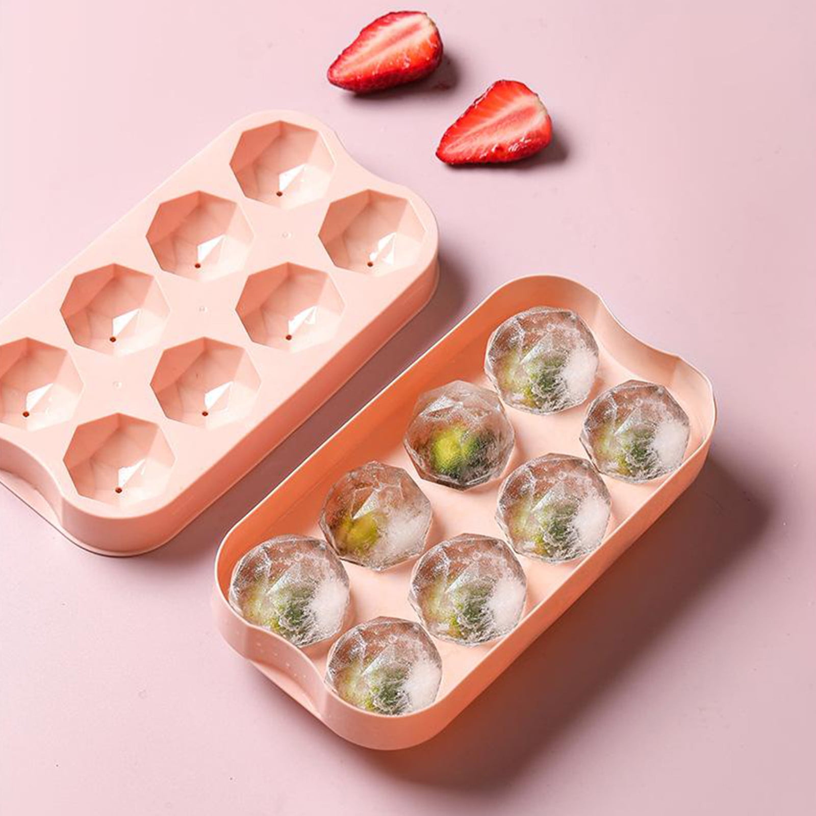 Rectangular Ice Ball Molds, 8-Cavity Silicone Freezer Tray, Easy ...