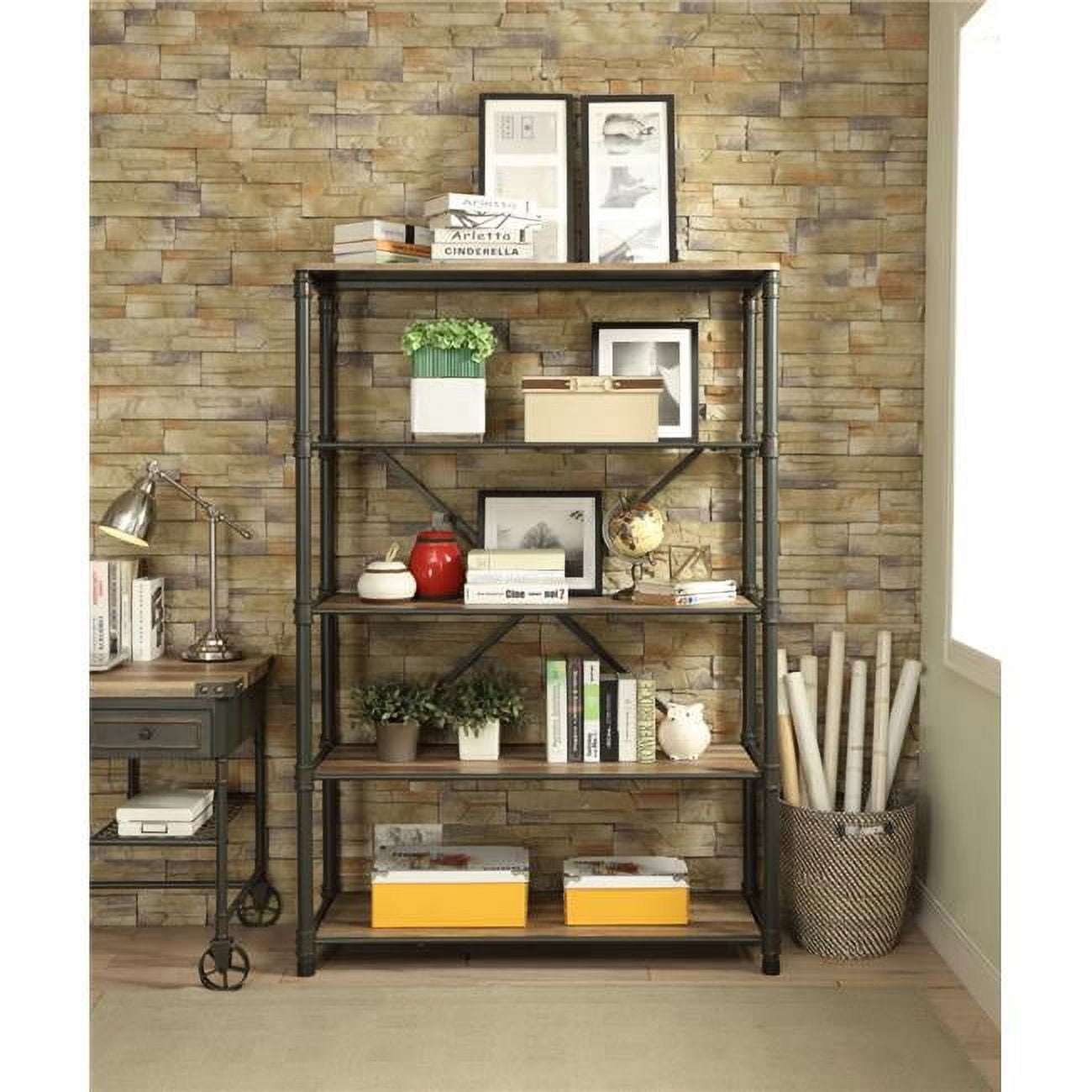Rectangular Itzel Bookshelf - Antique Oak & Sandy Gray - Walmart.com