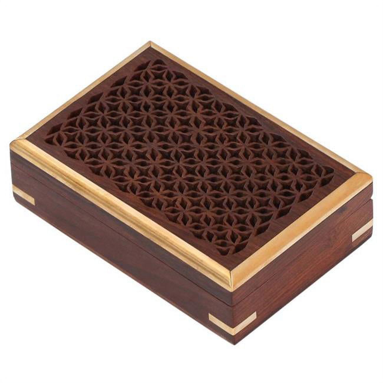 Rectangular Jewelry Box, Keepsake, Trinket Box with Jali Work & Brass ...