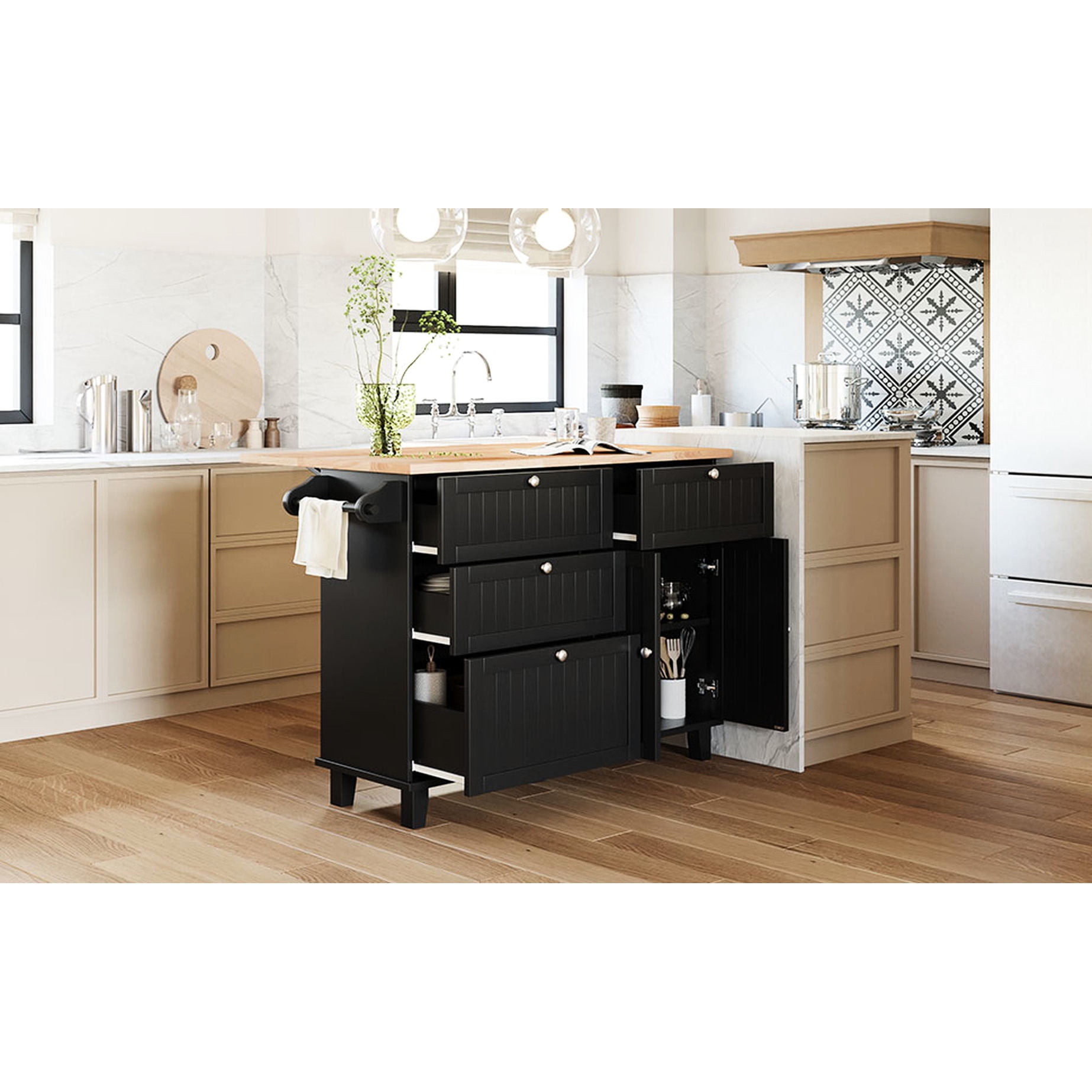 Rectangular Kitchen Island Dining Solution | Drop Leaf for Extra Space, Comfortable Seating ...
