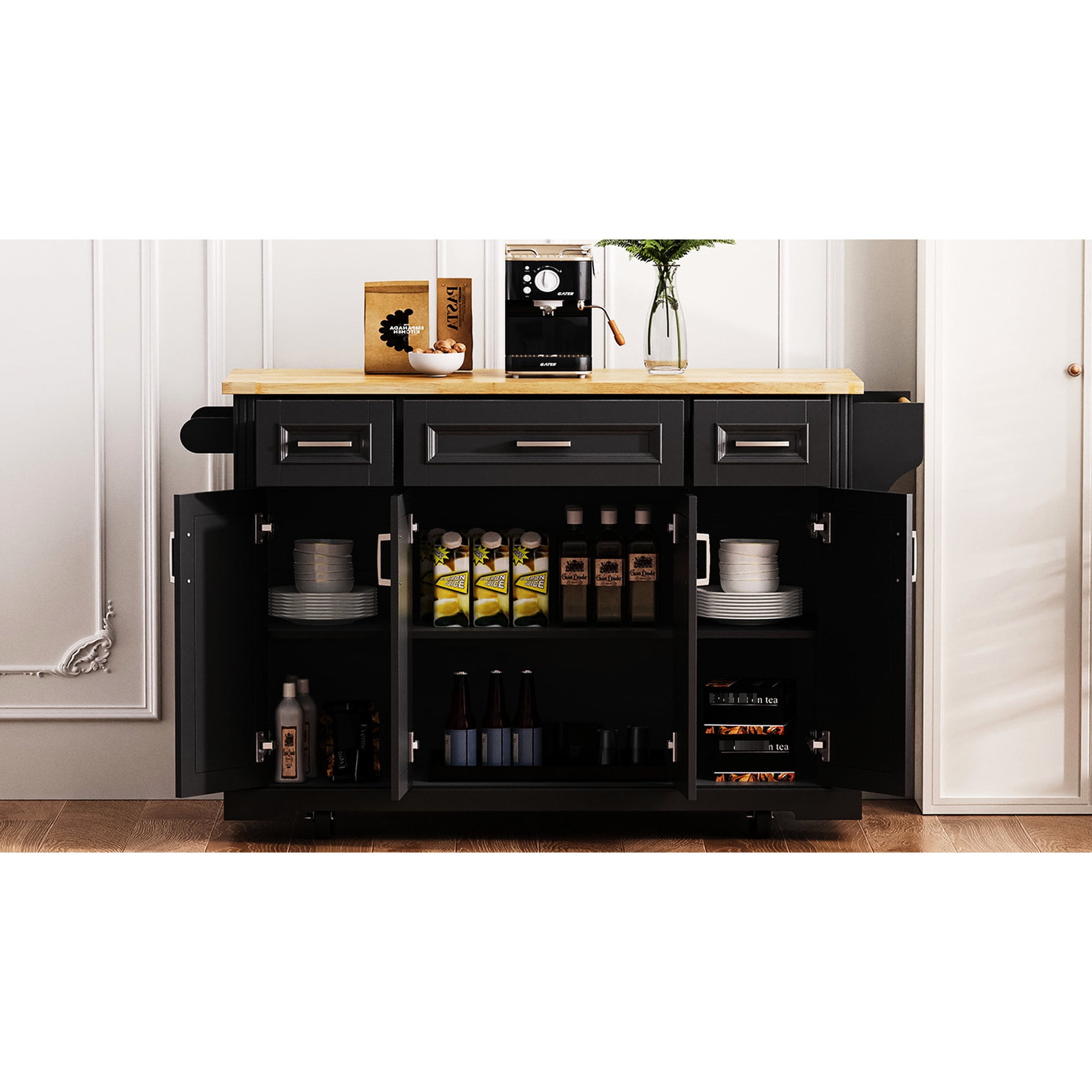 Rectangular Kitchen Island with Drop Leaf | Offers Flexible Workspace ...