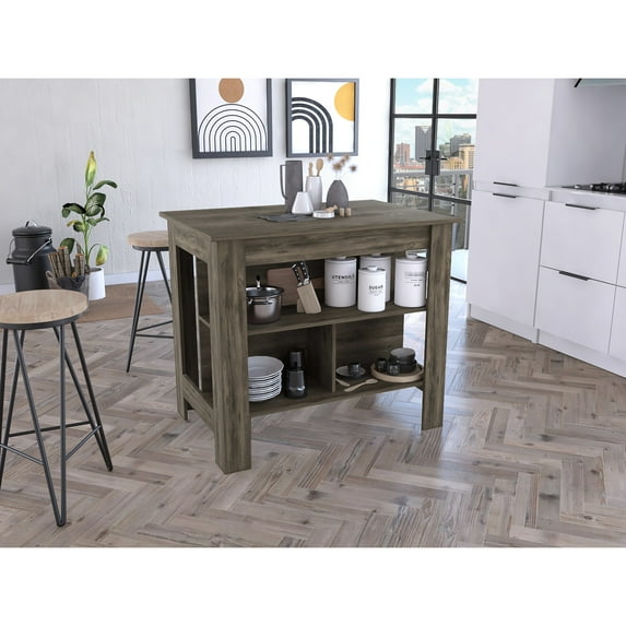 Rectangular Kitchen Island+Extra Countertop”-“Kitchen Meal Storage/Prep ...