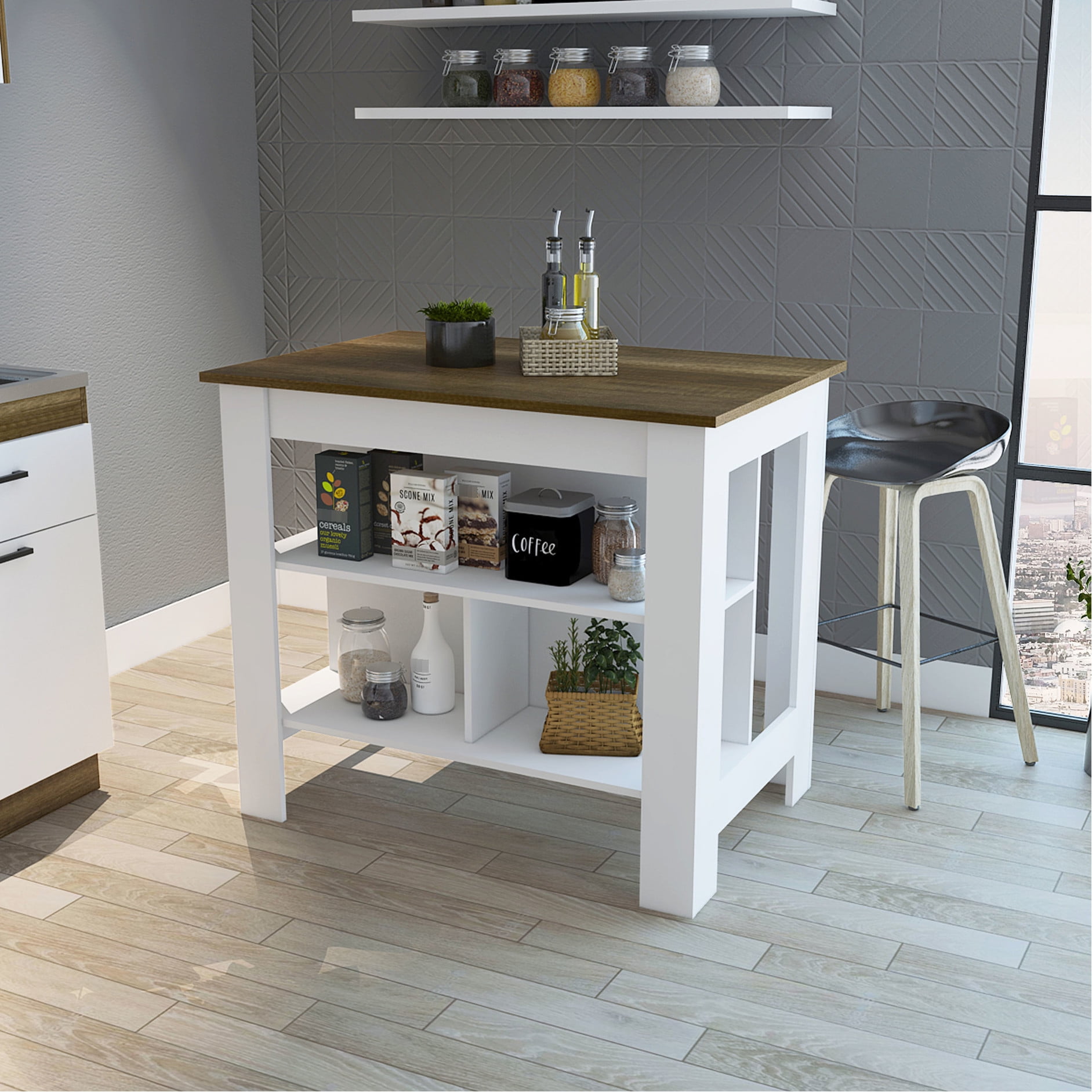 Rectangular Kitchen Island in Multicolor | Ideal for Medium and Large ...