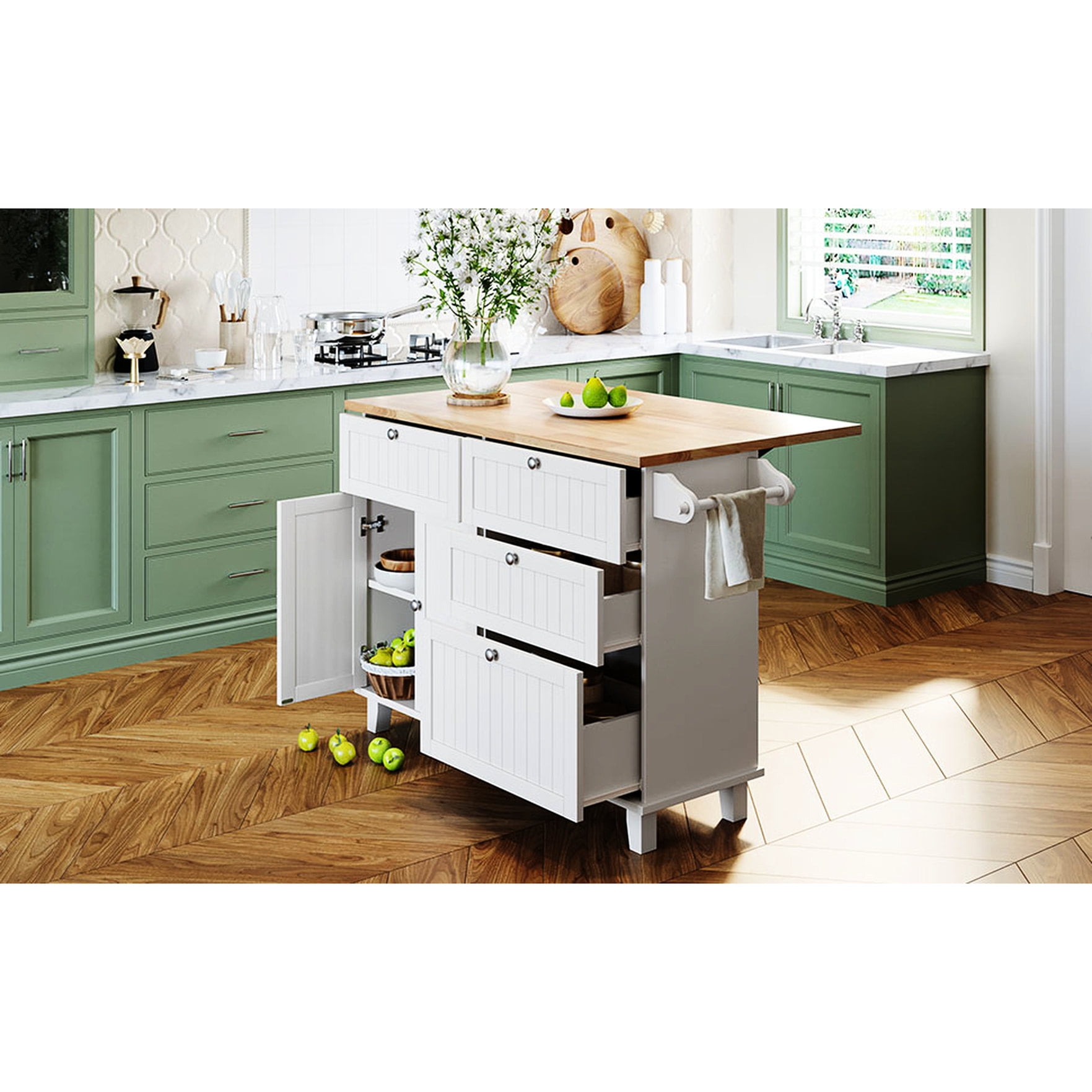 Rectangular Kitchen Island / Small Width, Big Storage / Perfect for ...