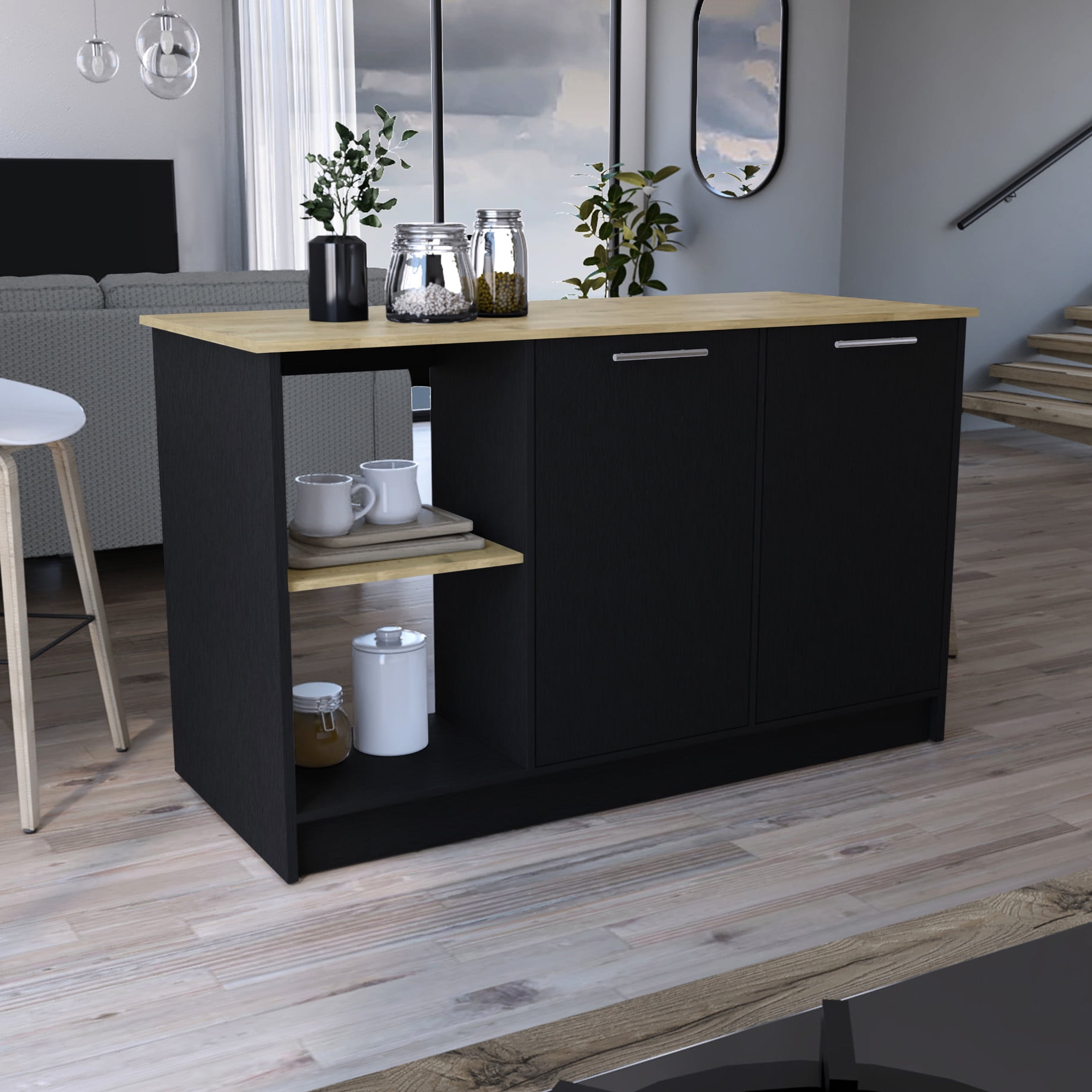 Rectangular Kitchen Island With Plentiful Work Area Space Top, Double ...