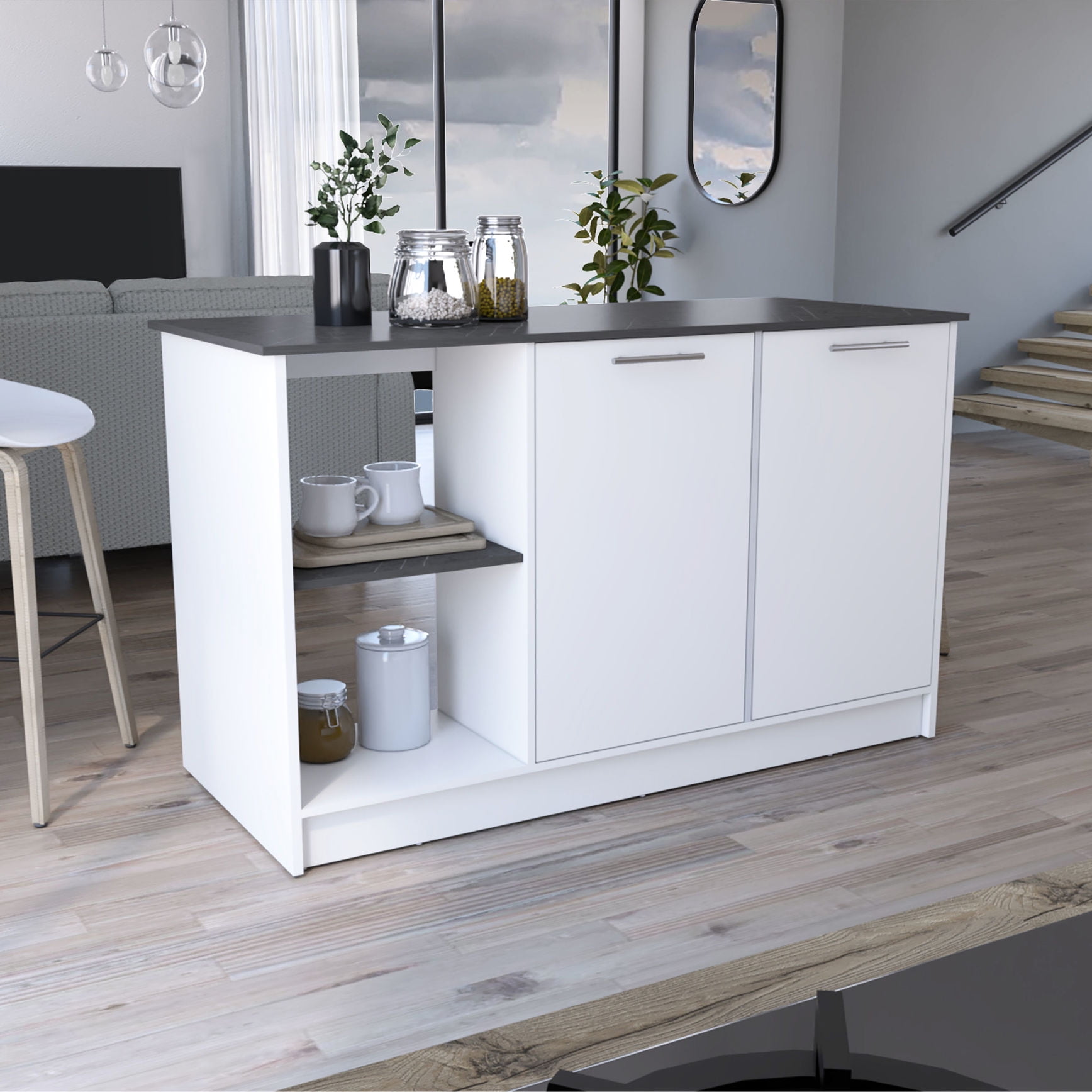 Rectangular Kitchen Island in Dining Room / Particle Board Build ...