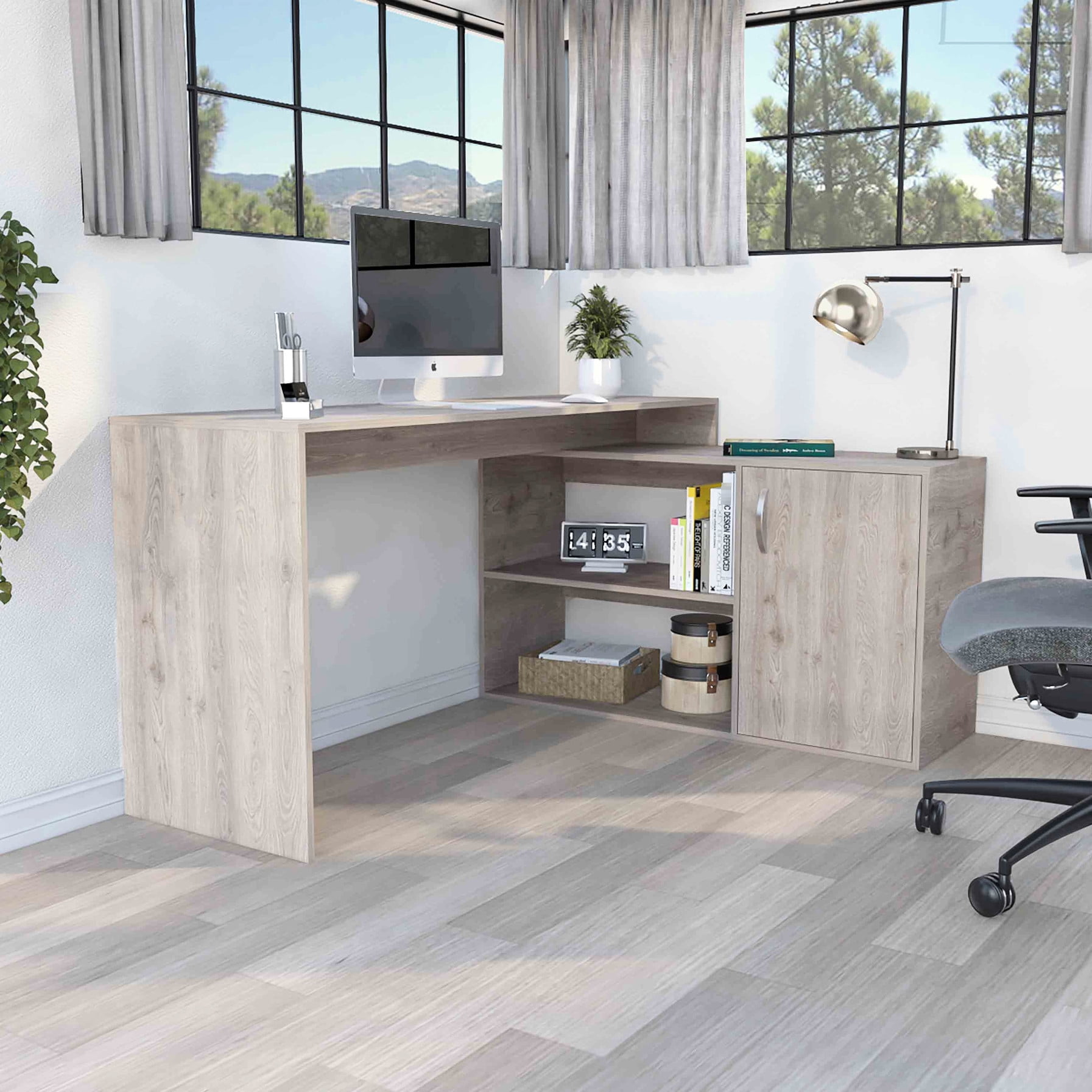 Rectangular L-Shaped Office Desk | Modern Look with Open and Closed ...