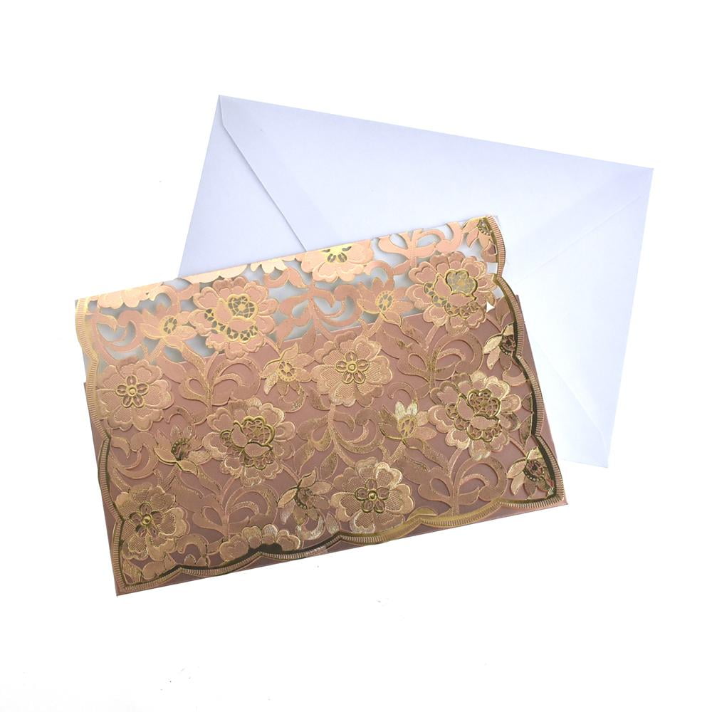 Rectangular Laser Cut Floral Imprint Blank Invitations, 7-1/4 Inch, 8 ...