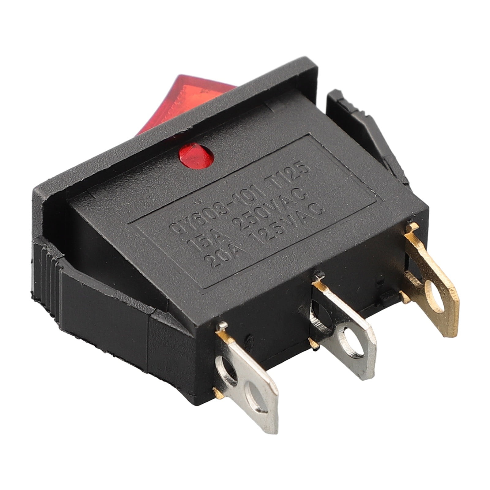 Rectangular Latching Neon Rocker Switch On/Off 3 Pin Red Green Blue ...