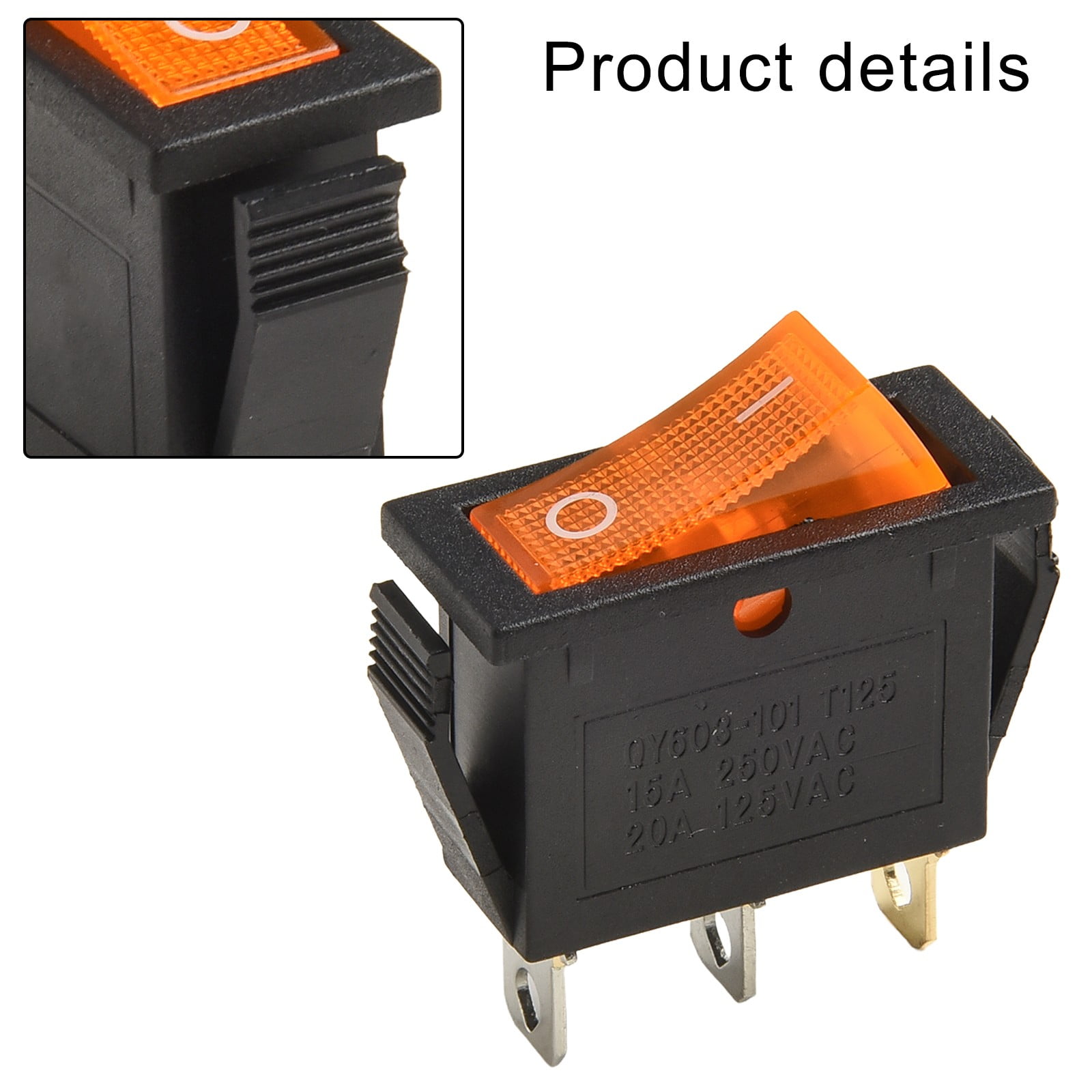 Rectangular Latching Neon Rocker Switch On/Off 3 Pin Red Green Blue ...