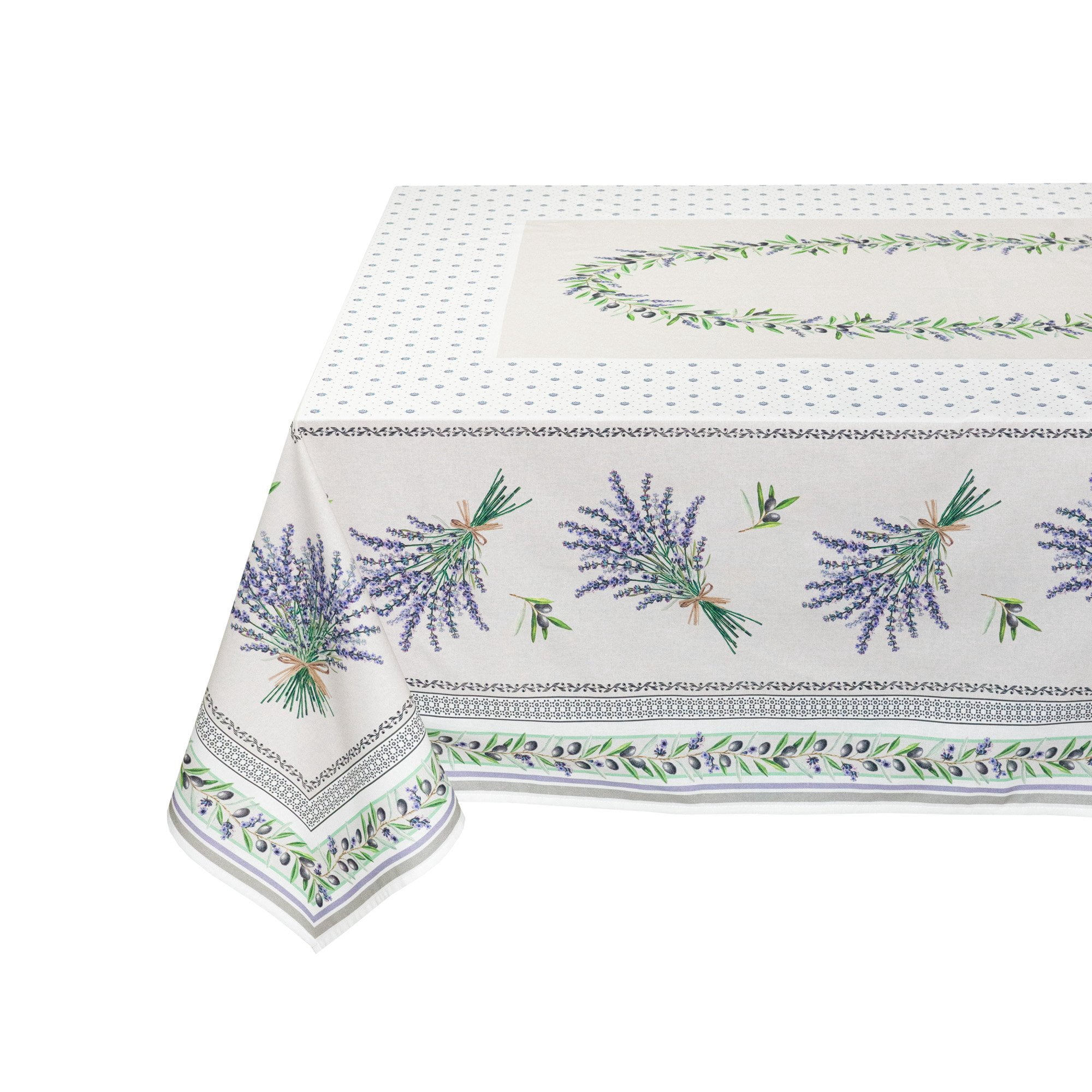 Rectangular Lauris Ecru 59" x 78" Easy-Care Cotton Coated French ...