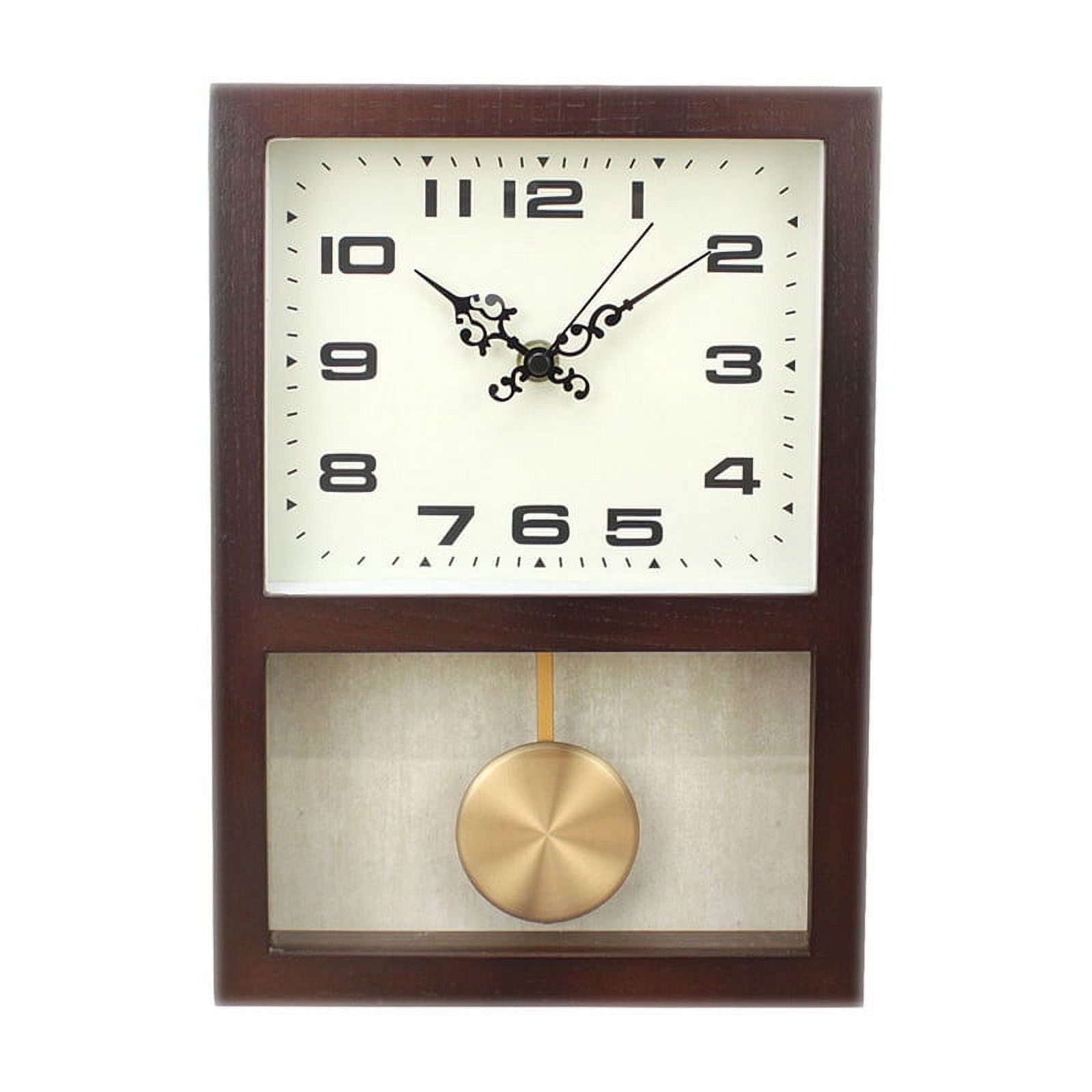 ITIGOITIE Rectangular Log Pendulum Wall Clock, Modern Minimalism, Dark ...