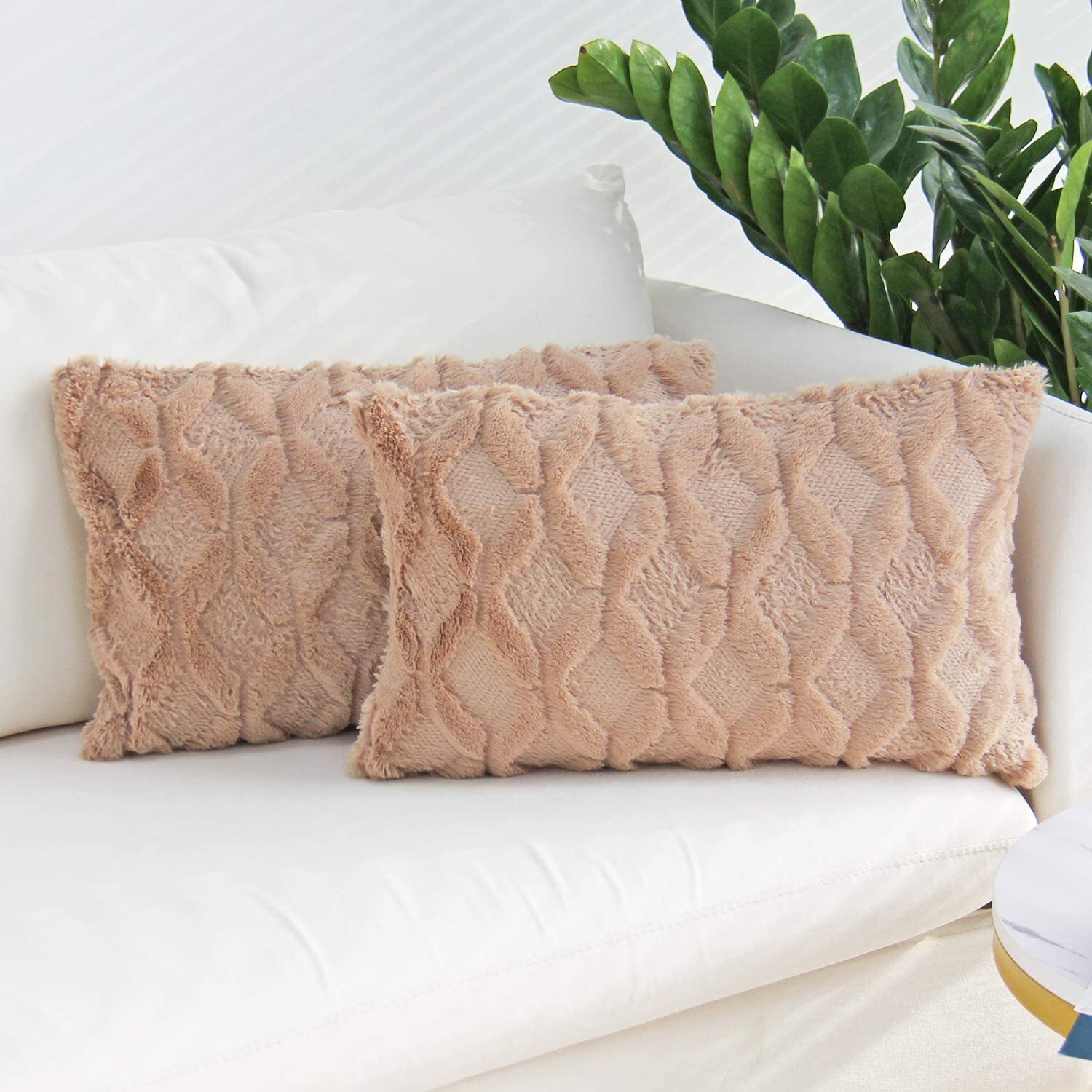 Rectangular Lumbar Plush Throw Pillow Covers, Pack of 2 Luxury Soft ...