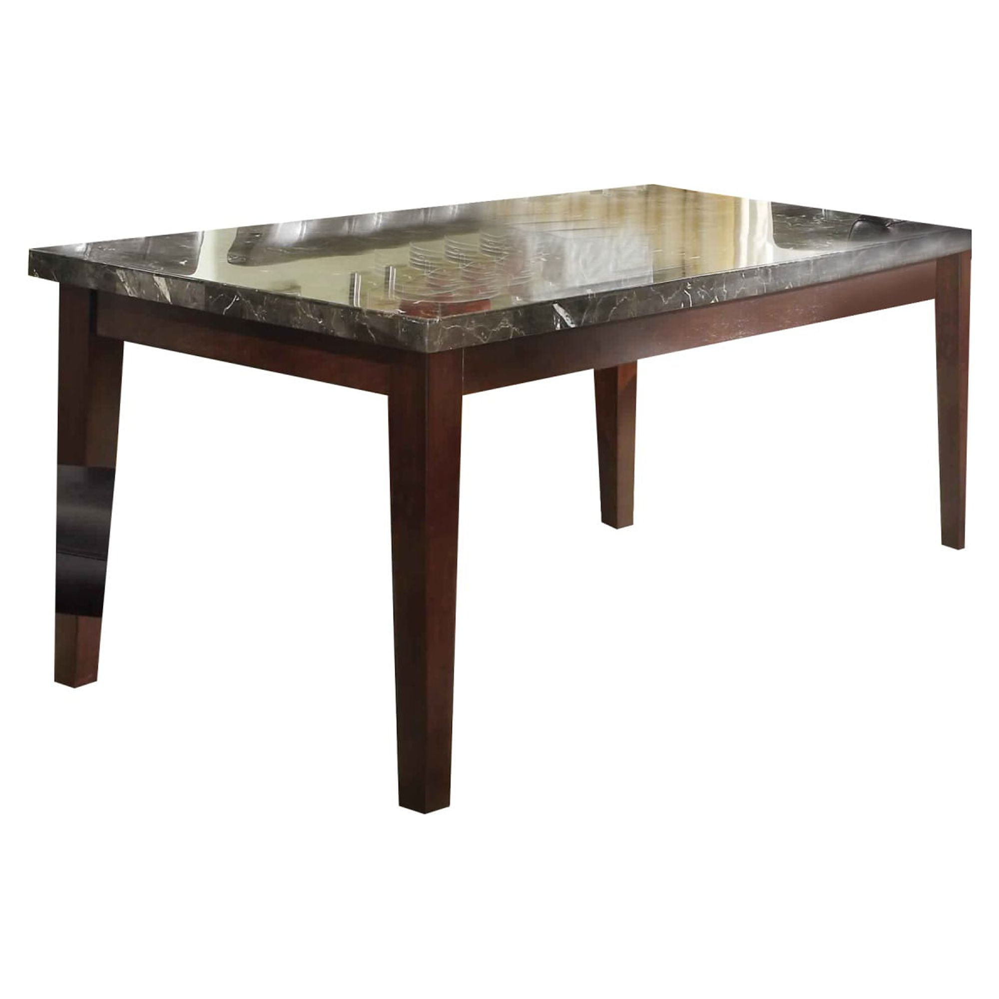 Rectangular Marble Top Counter Height Table with Tapered Block Legs ...