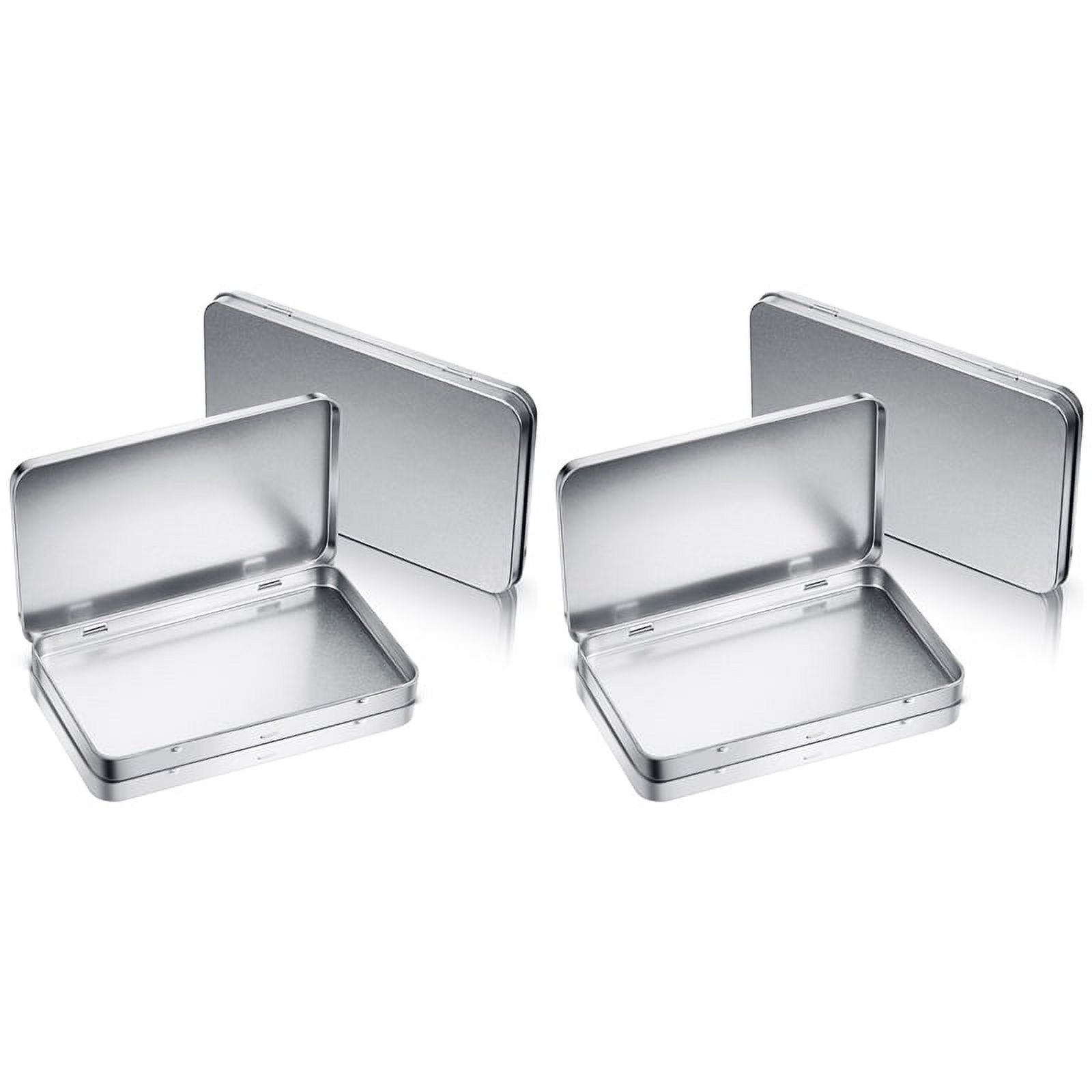 Rectangular Metal Tin Box with Lid Metal Hinged Lid Tin Metal Empty Tin Box Container Silver ...