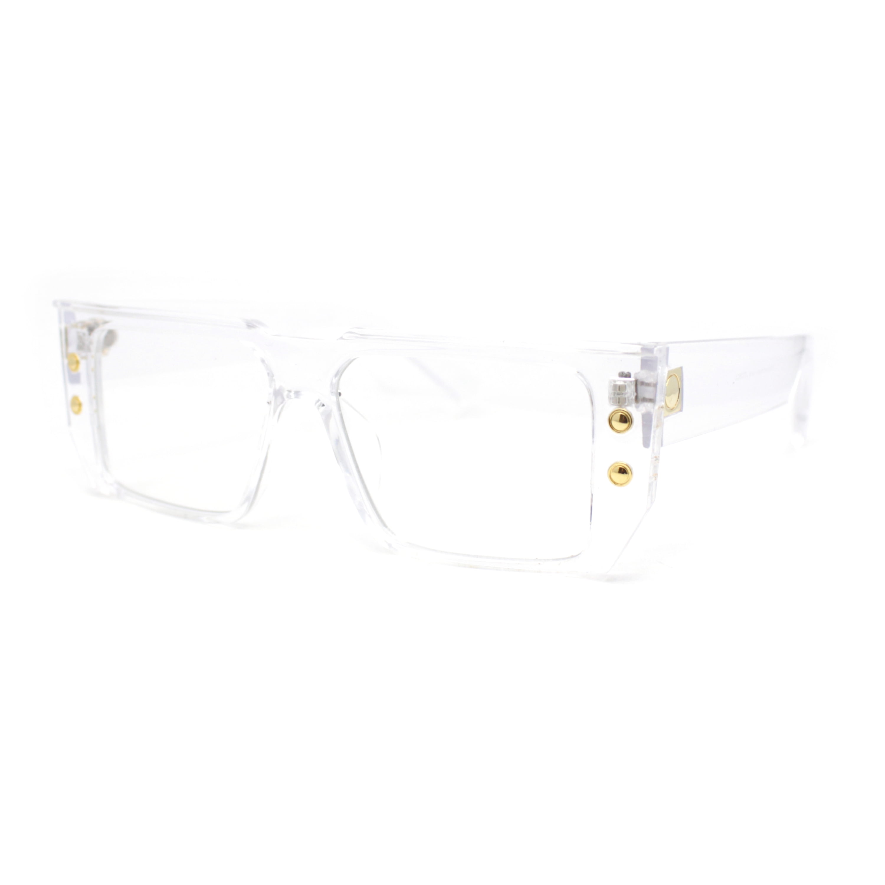 Rectangular Mobster Flat Top Clear Lens Retro Fashion Eyeglasses Clear ...