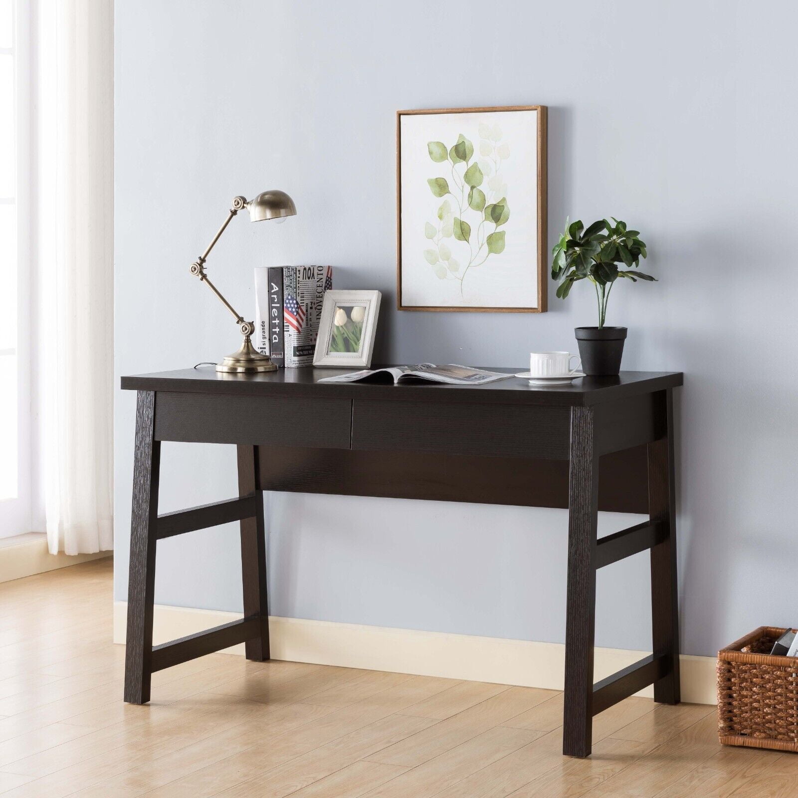 Rectangular Modern Wood Writing Desk In Red Cocoa - Walmart.com