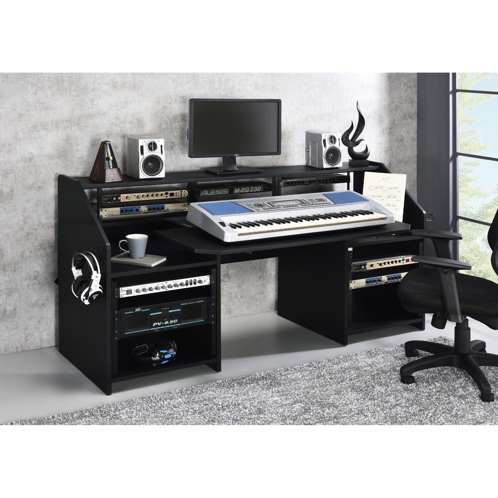 Rectangular Music Work Desk | Ideal for Music Creation with Shelf ...