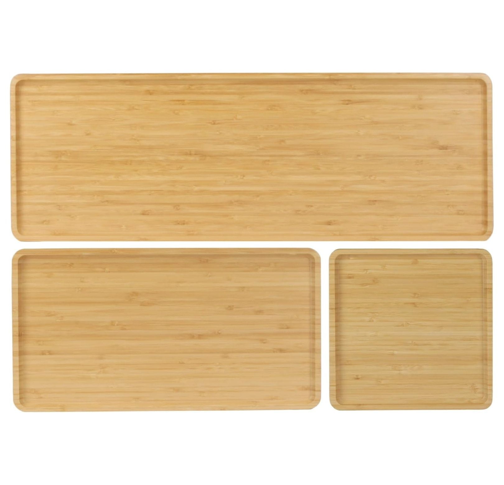Rectangular Nested Bamboo Serving Trays - 3 Size Vertical Grain Carbonized Brown Set - Walmart.com