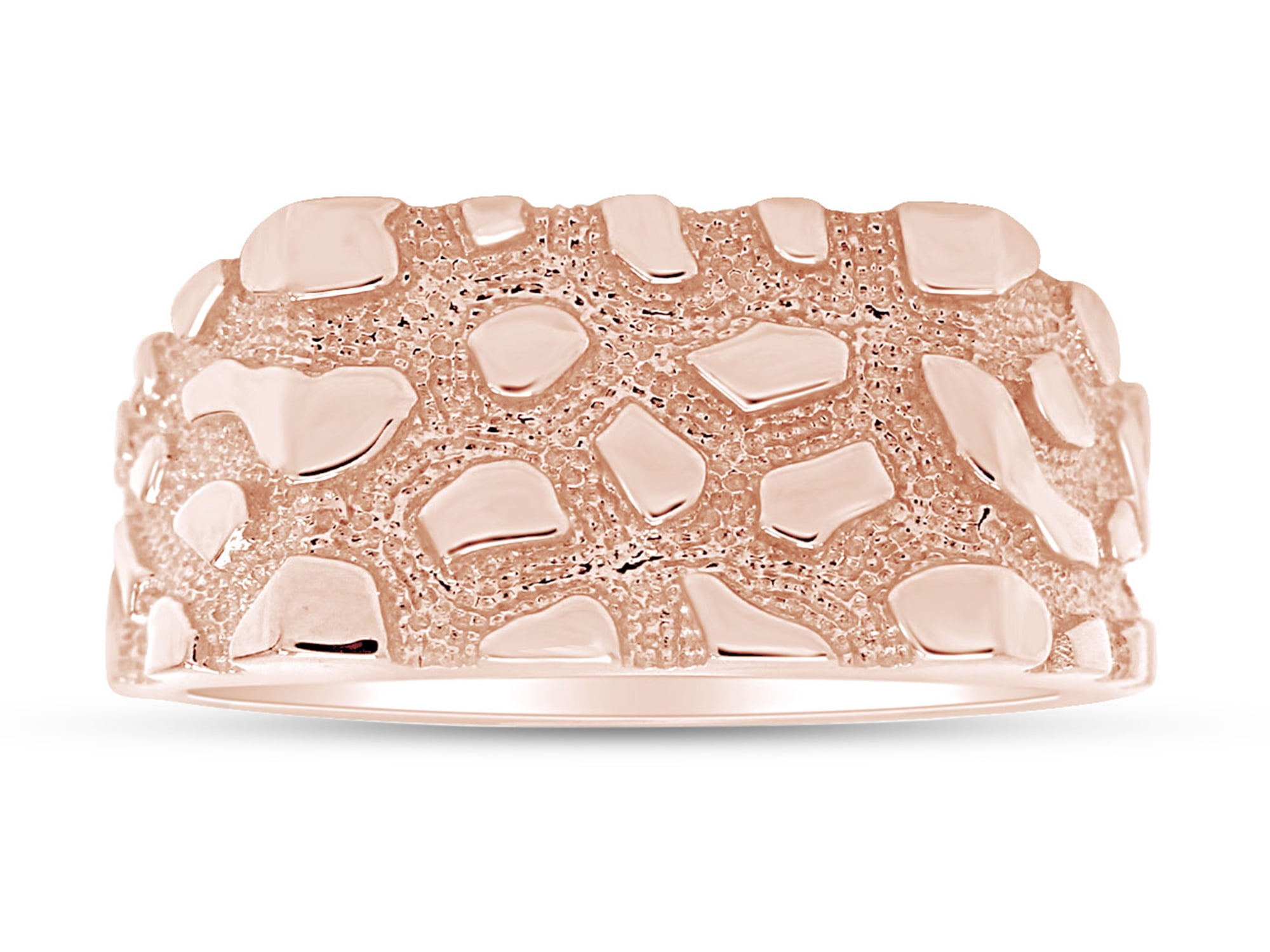 Rectangular Nugget Engagement Wedding Band Ring For Mens In 14k Rose ...