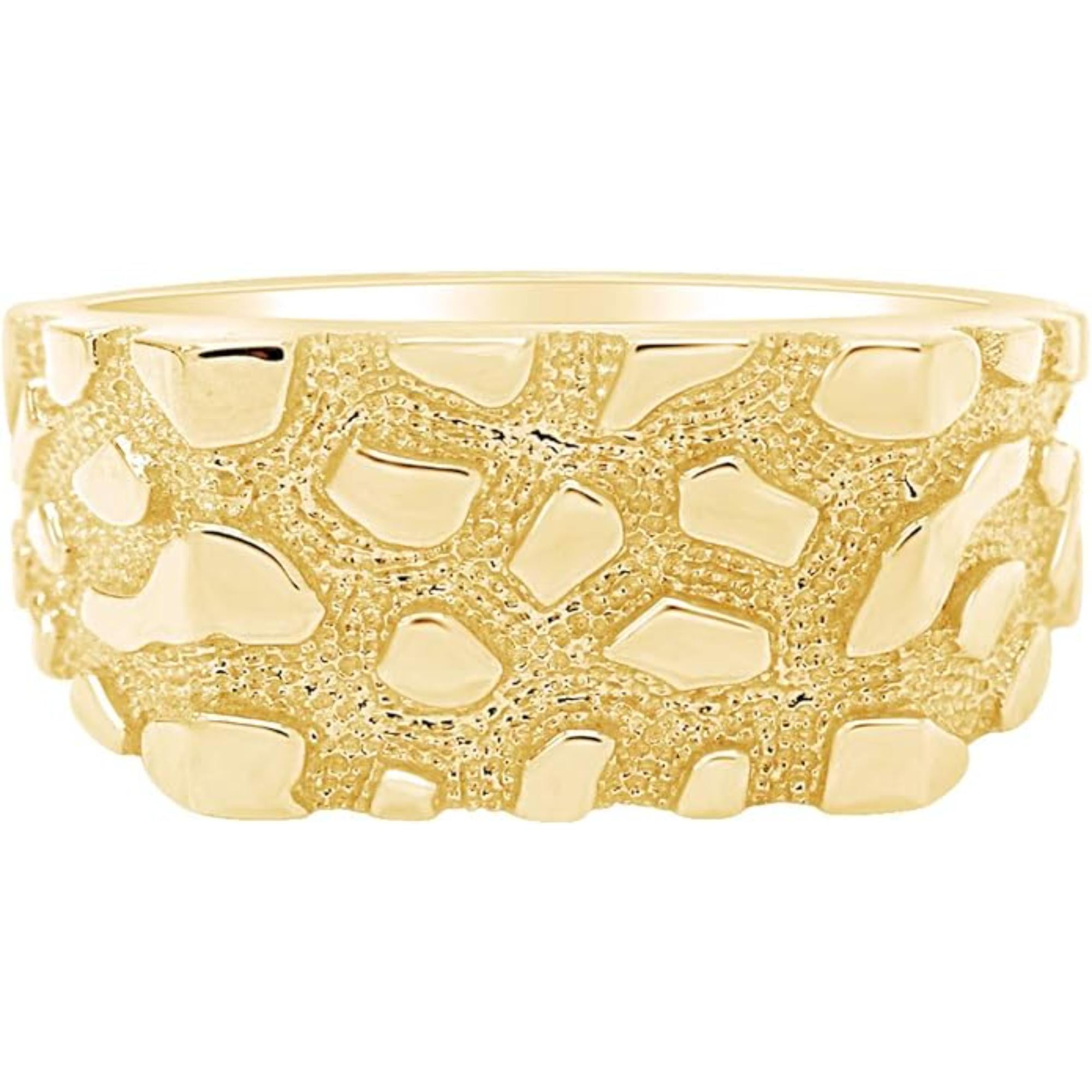 Rectangular Nugget Wedding Band Ring For Mens In 14k Yellow Gold Over ...