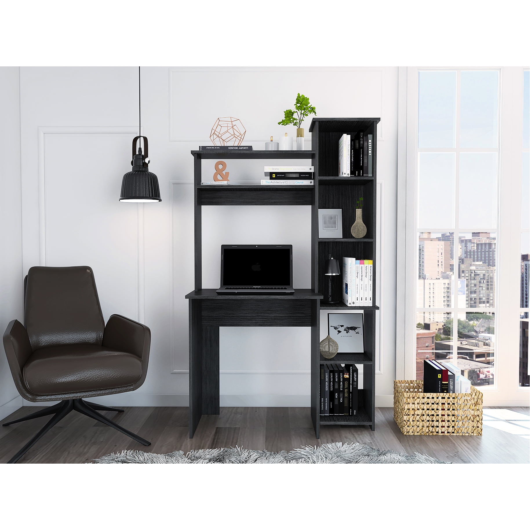 Rectangular Oak Office Table - With Two Shelves And Five For ...