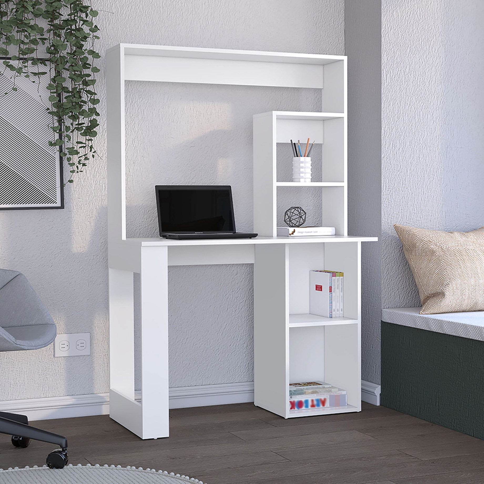 Rectangular Office Desk | Storage Shelves for Organizing Office ...