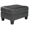 Rectangular Ottoman with Tapered Block Legs and Jumbo Stitching Gray ...