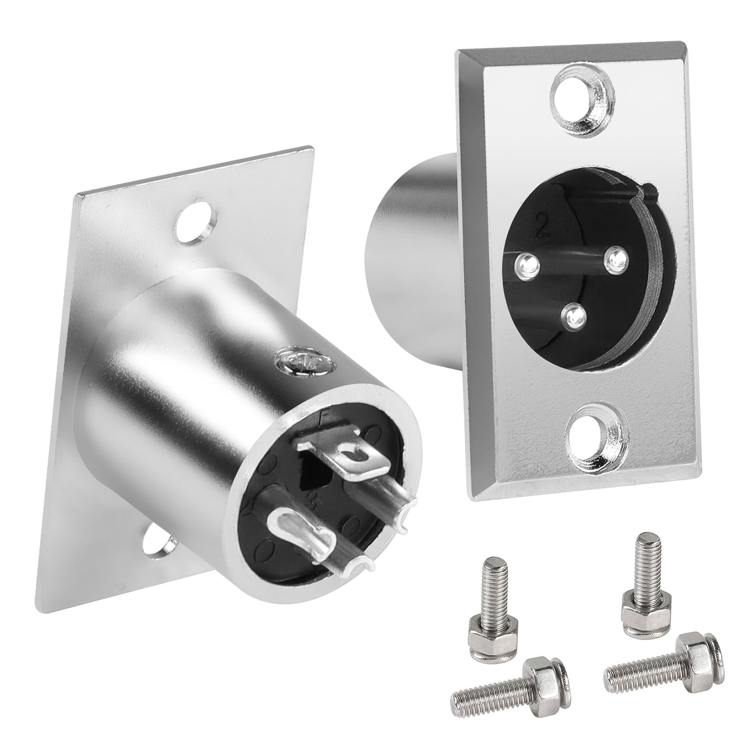 Rectangular Panel Mount Adapter 3Pin Male to Solder Terminal Microphone ...