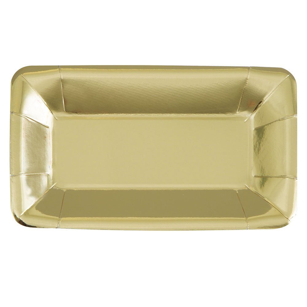 Rectangular Paper Appetizer Plates, 9 x 5 in, Foil Gold, 8ct - Walmart.com