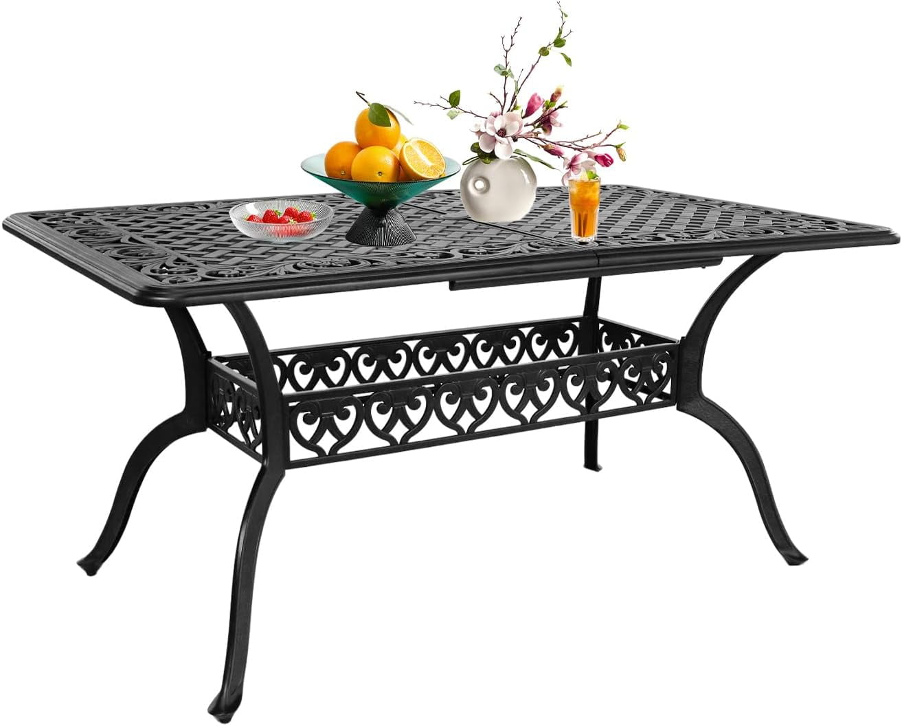Rectangular Patio Dining Table for 6 Person Cast Aluminum Patio Table ...