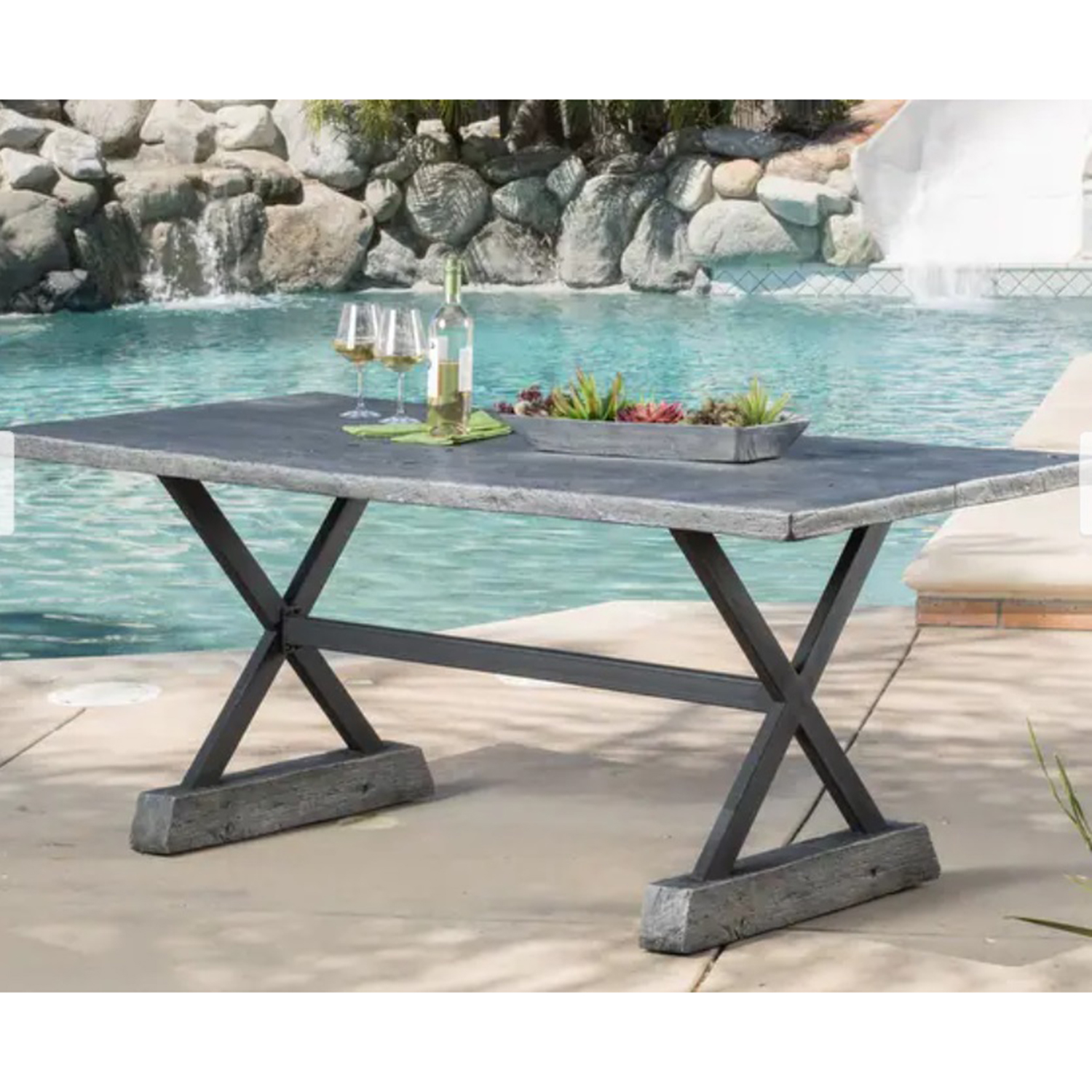 Rectangular Patio Dining Table for 6, Weather-Resistant Patio Table for ...