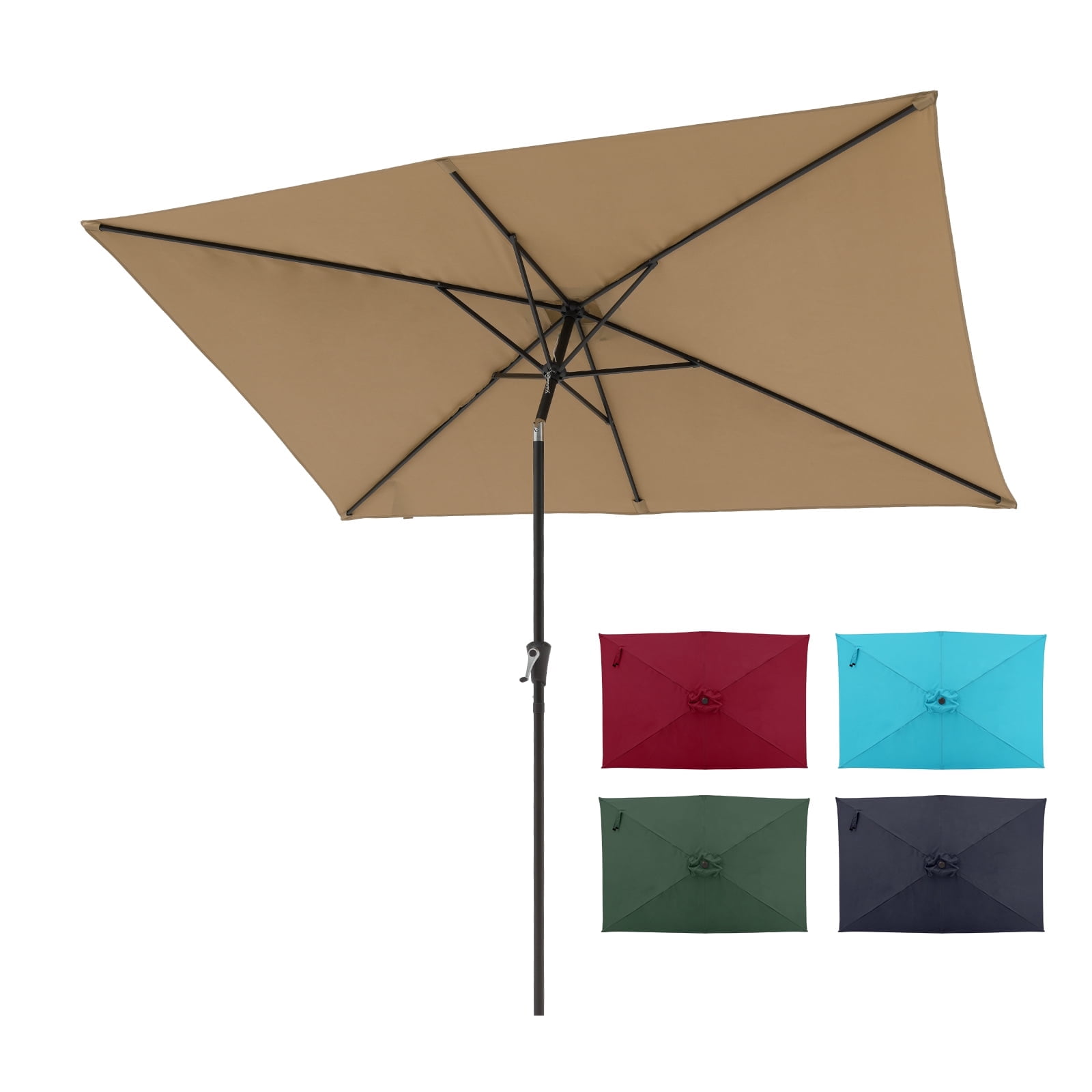 Deck Poolside Rectangular Patio Umbrella, 6.6 x 9.8ft, Tilt/Crank, UV ...