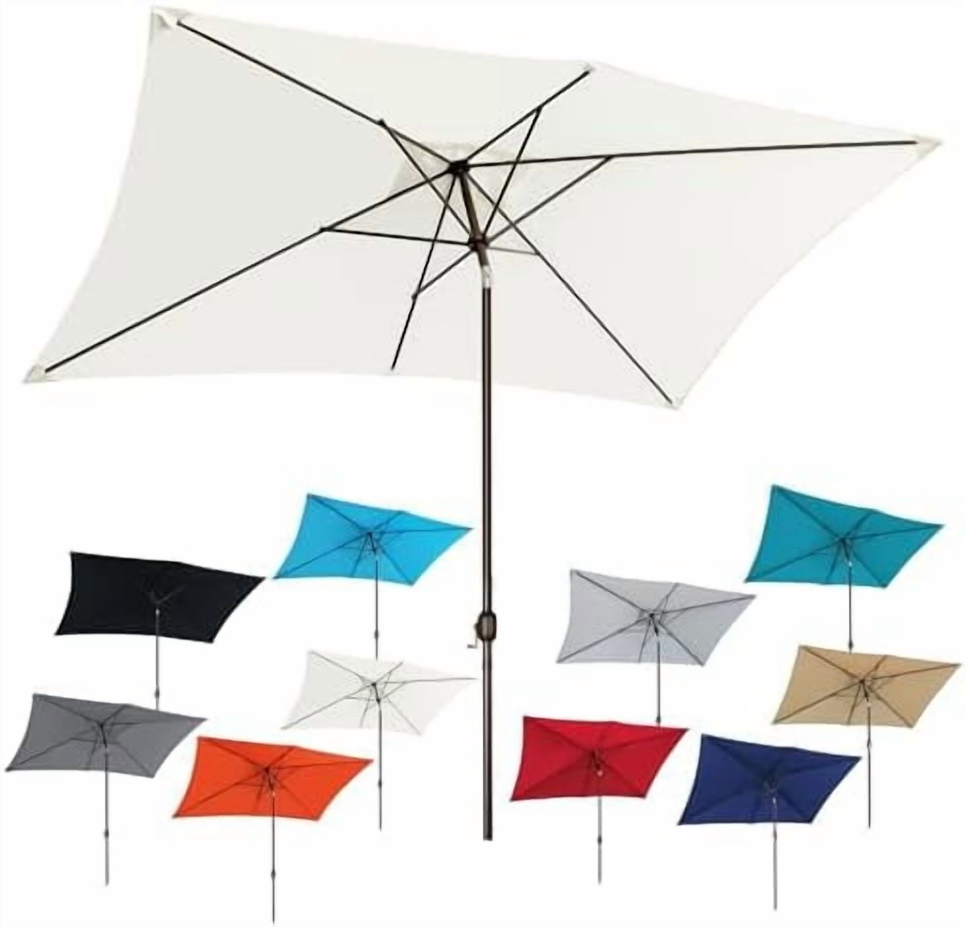Rectangular Patio Umbrella, Table Market Umbrella with Tilt and Crank ...