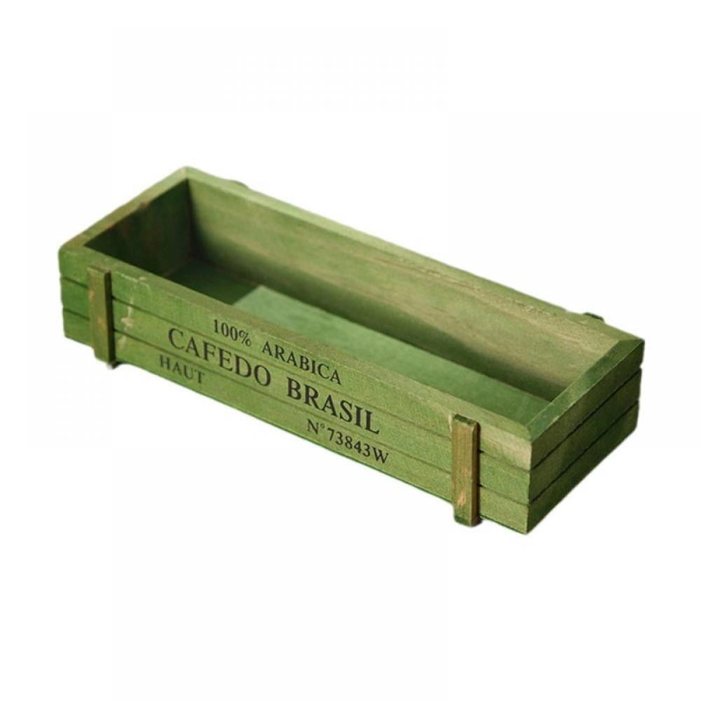 Rectangular Plant Container Rack Desk Storage Box Rustic Wooden ...